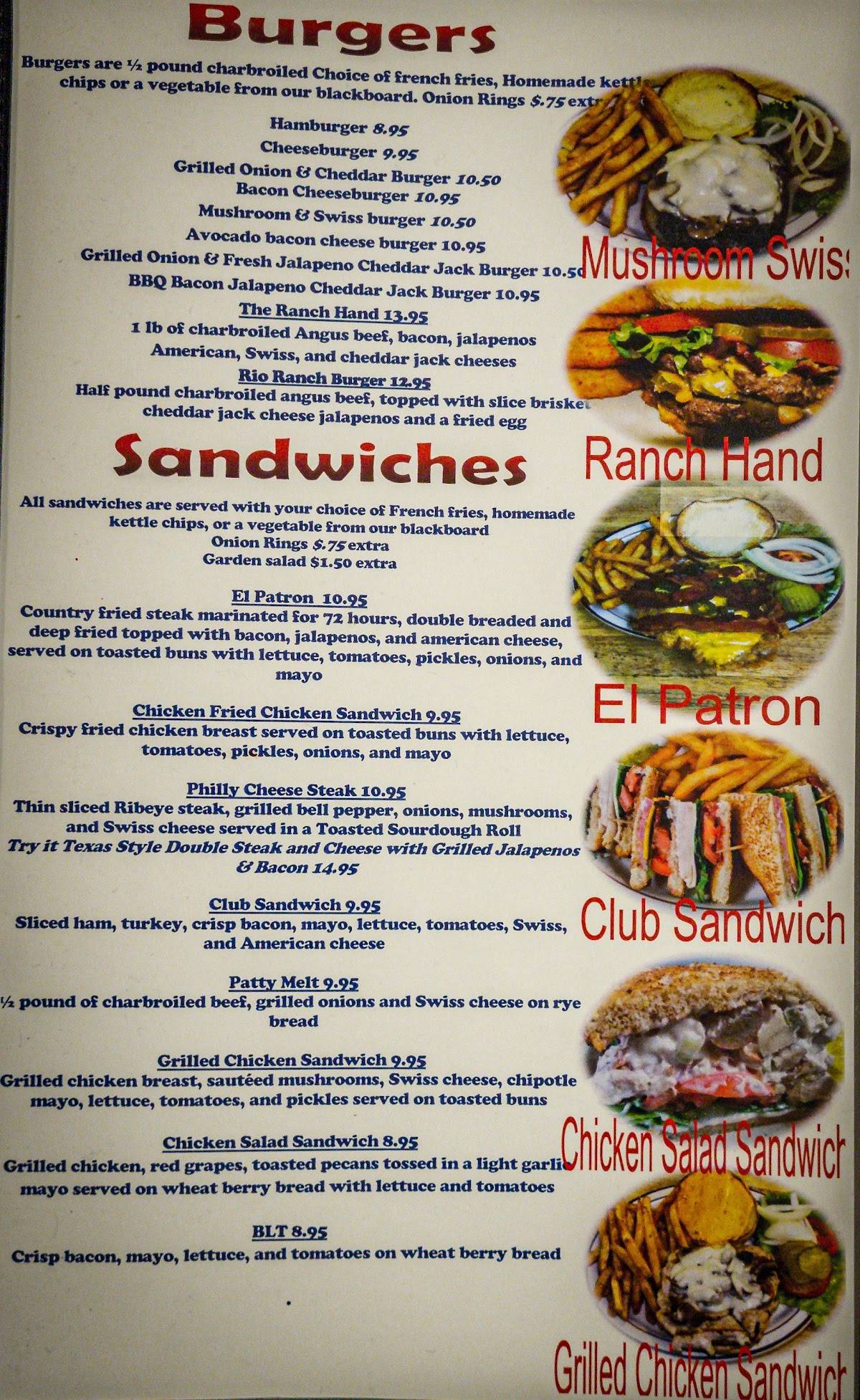 Menu at Rio Ranch Cafe, Kerrville