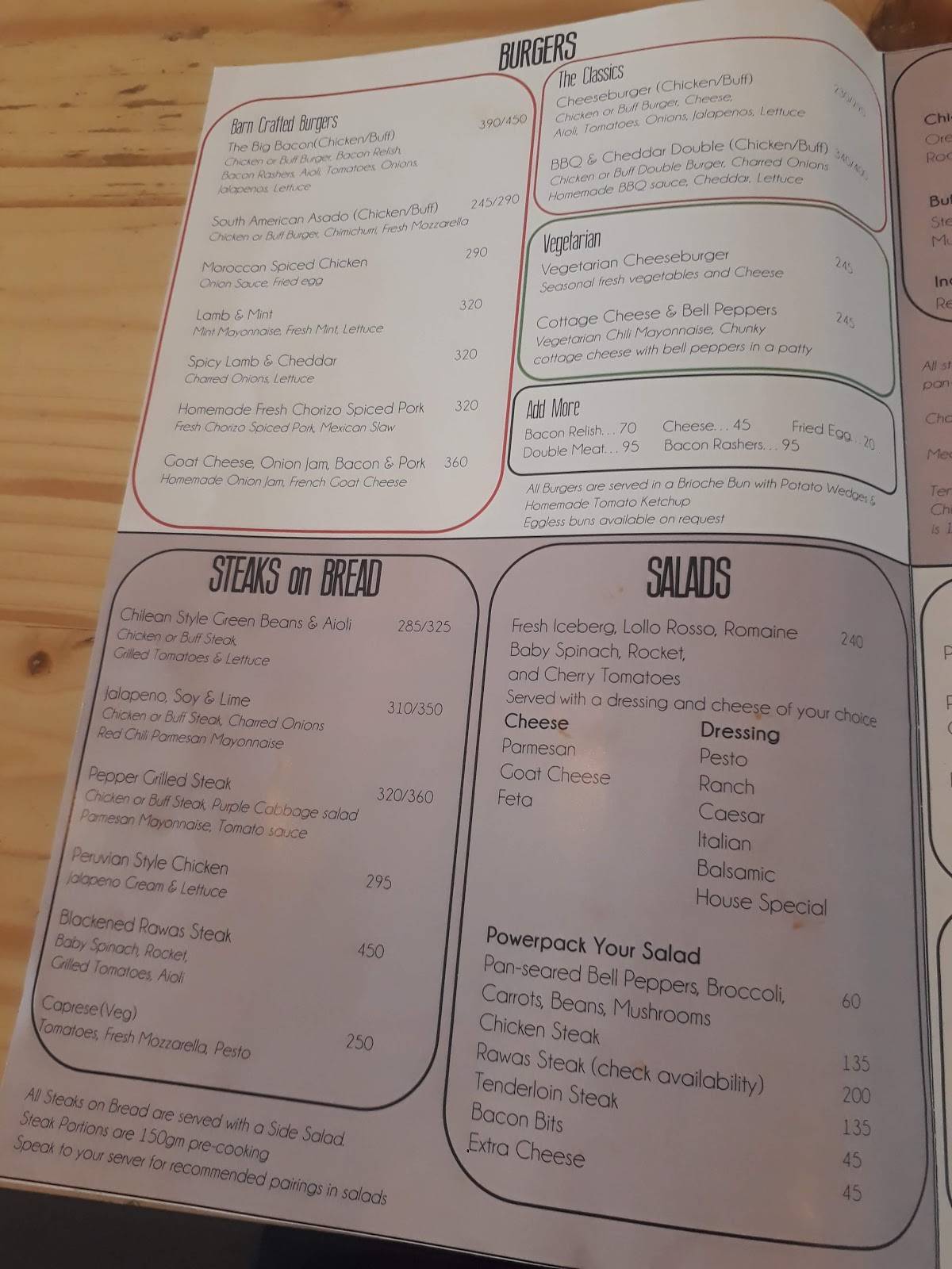 Menu at The Barn Grill, Mumbai, Military Rd