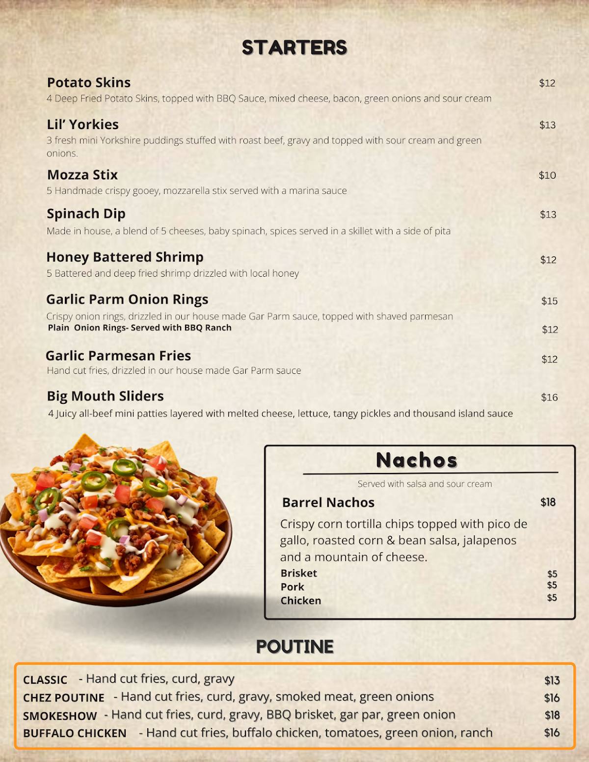 Menu at The Smokin' Barrel Bar & Grill - Stirling, Stirling
