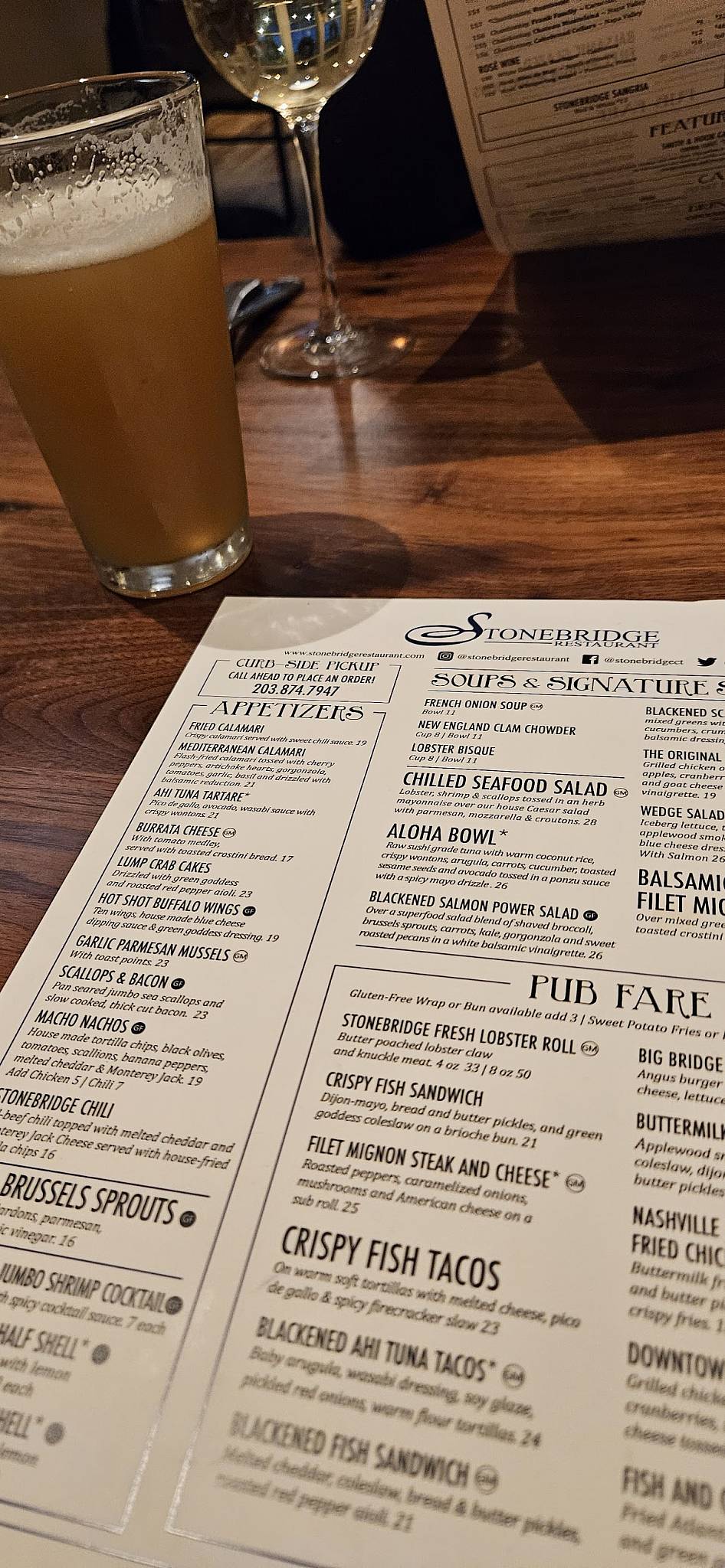 Menu at Stonebridge Restaurant, Milford