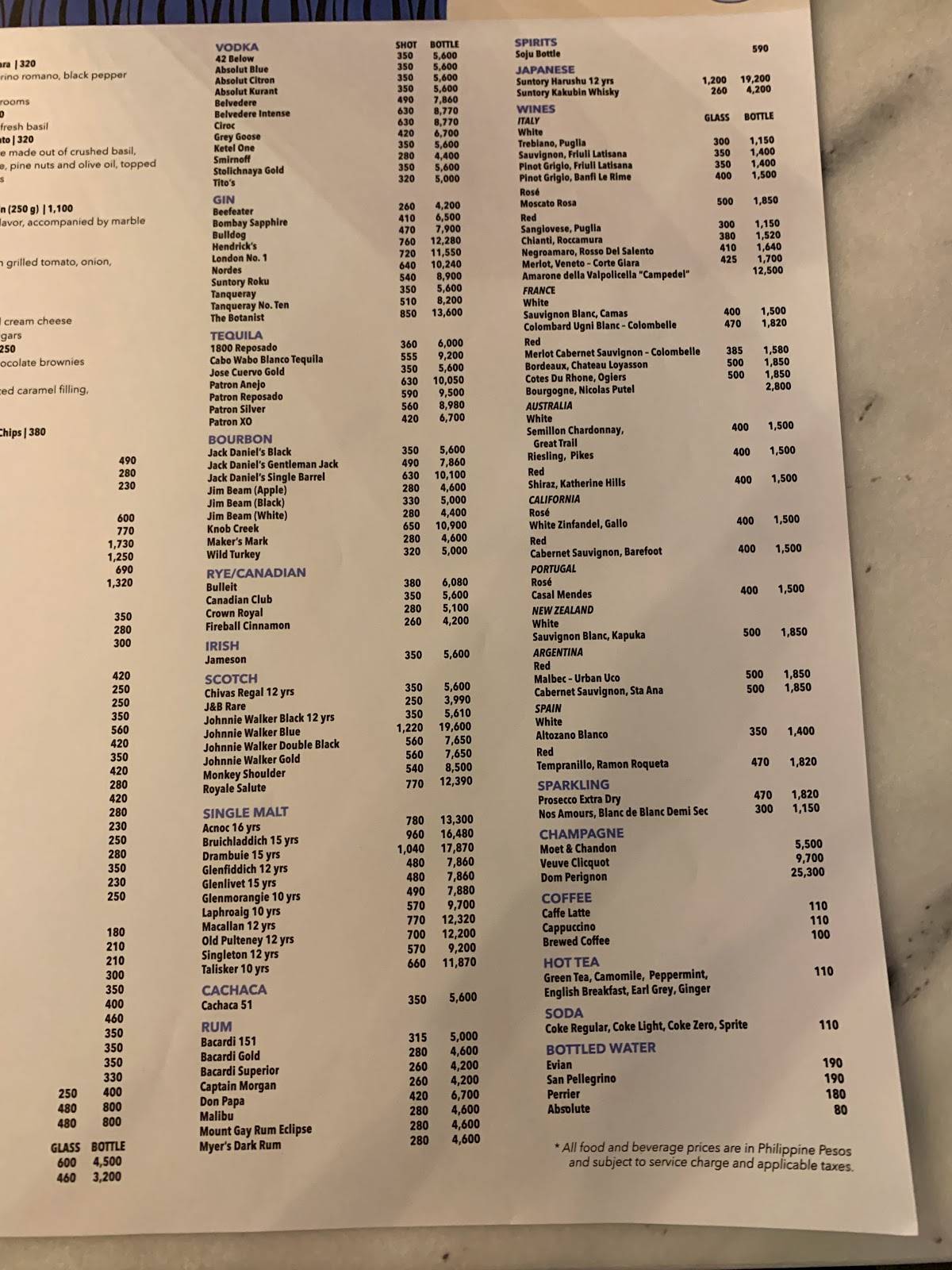 Menu at Straight Up Bar at Seda BGC, Taguig, Seda Hotel Rooftop