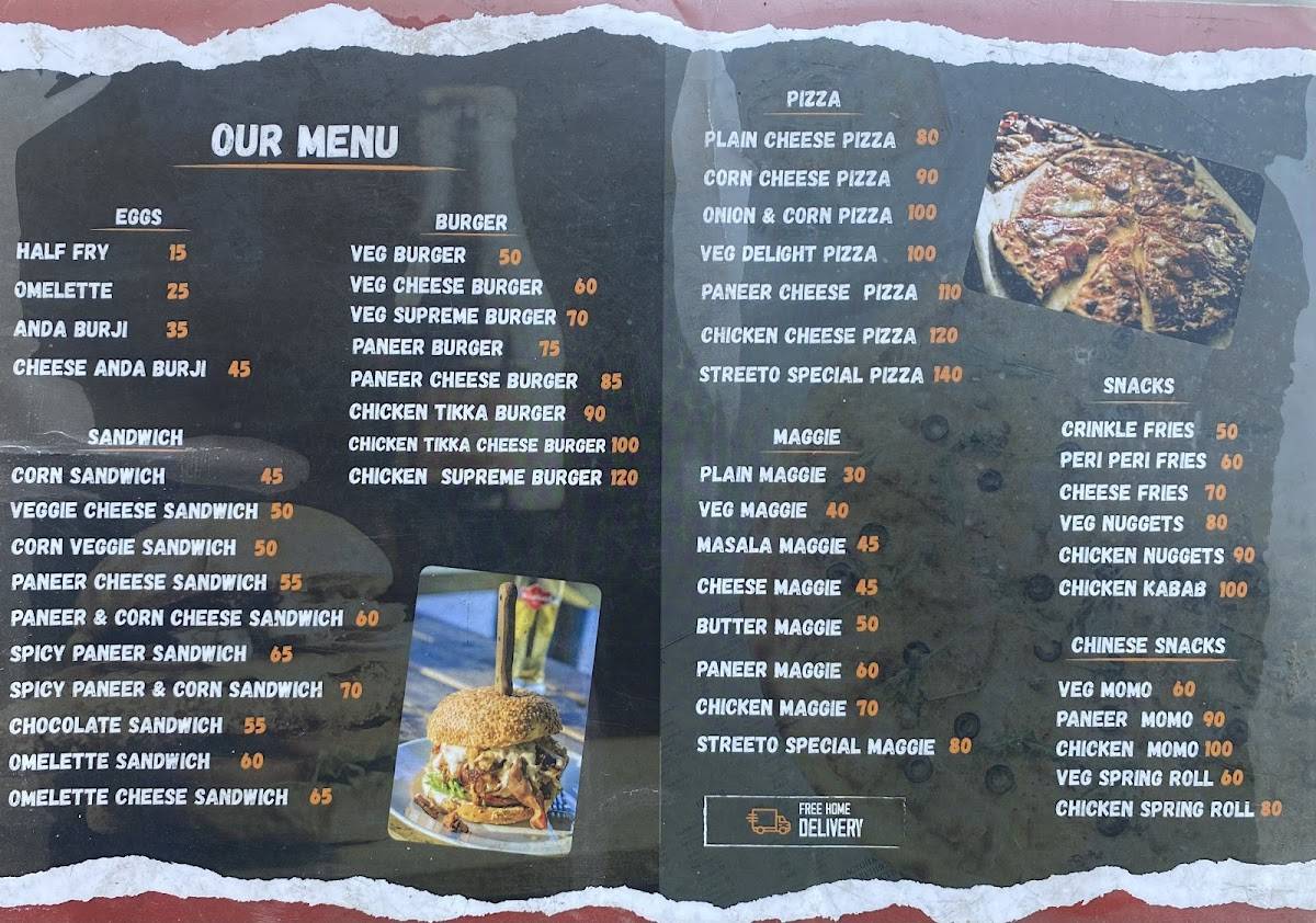Menu at Streeto Cafe, Jammu