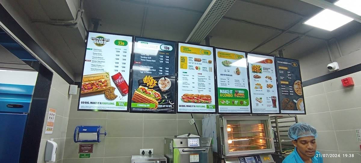 Menu at Subway, Verna