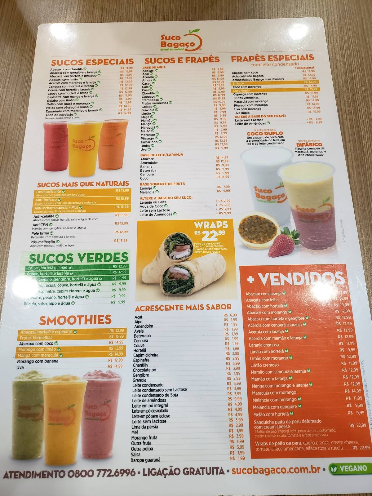 Menu em Suco Bagaço restaurante, Santos