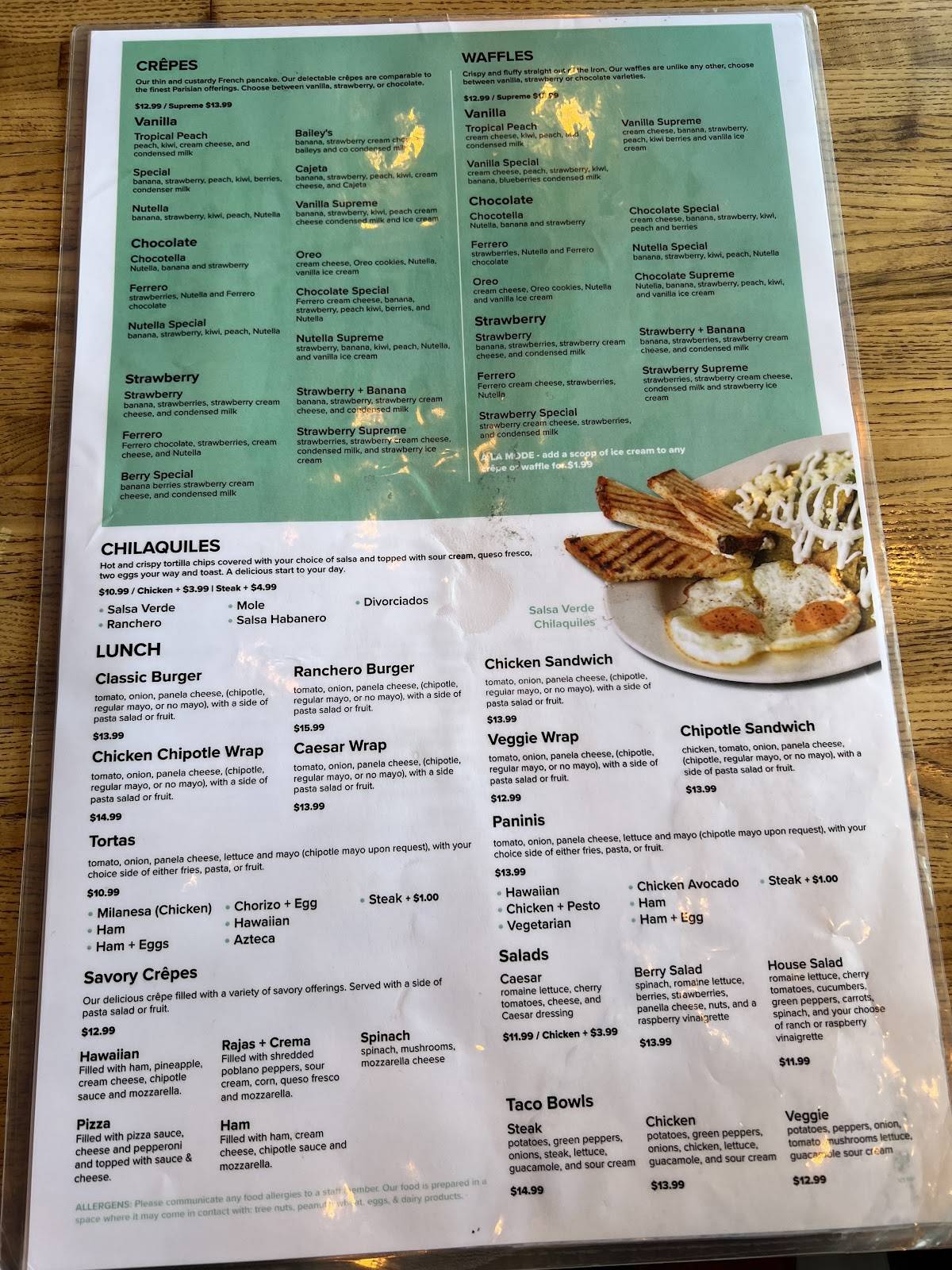 Menu at Sugar Milk Cafe, Naperville