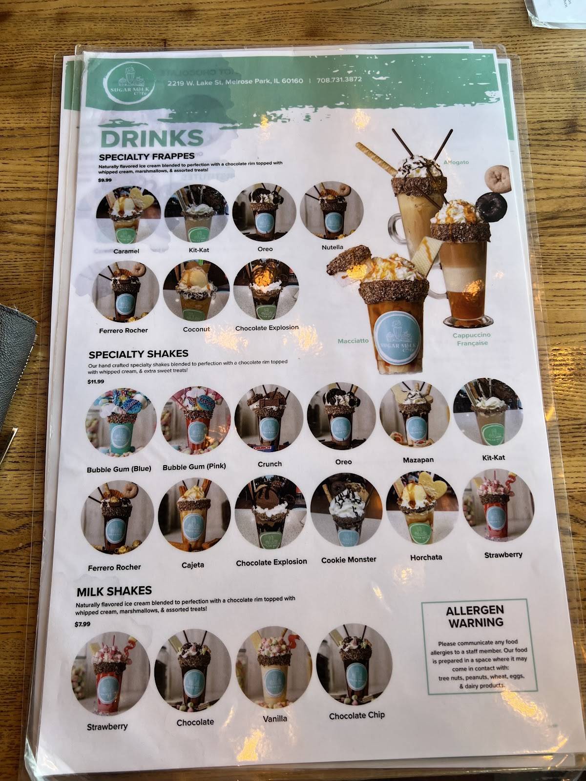 Menu at Sugar Milk Cafe, Naperville