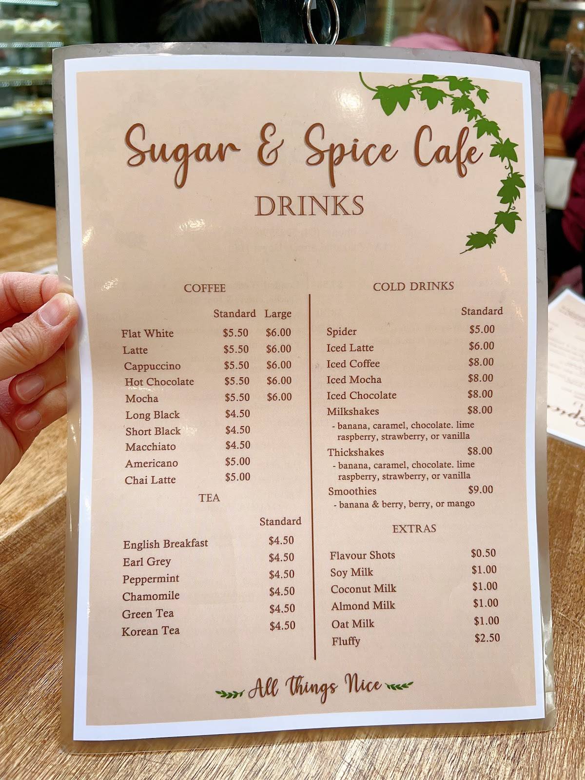 Menu at Sugar & Spice Cafe Upper Hutt, Upper Hutt