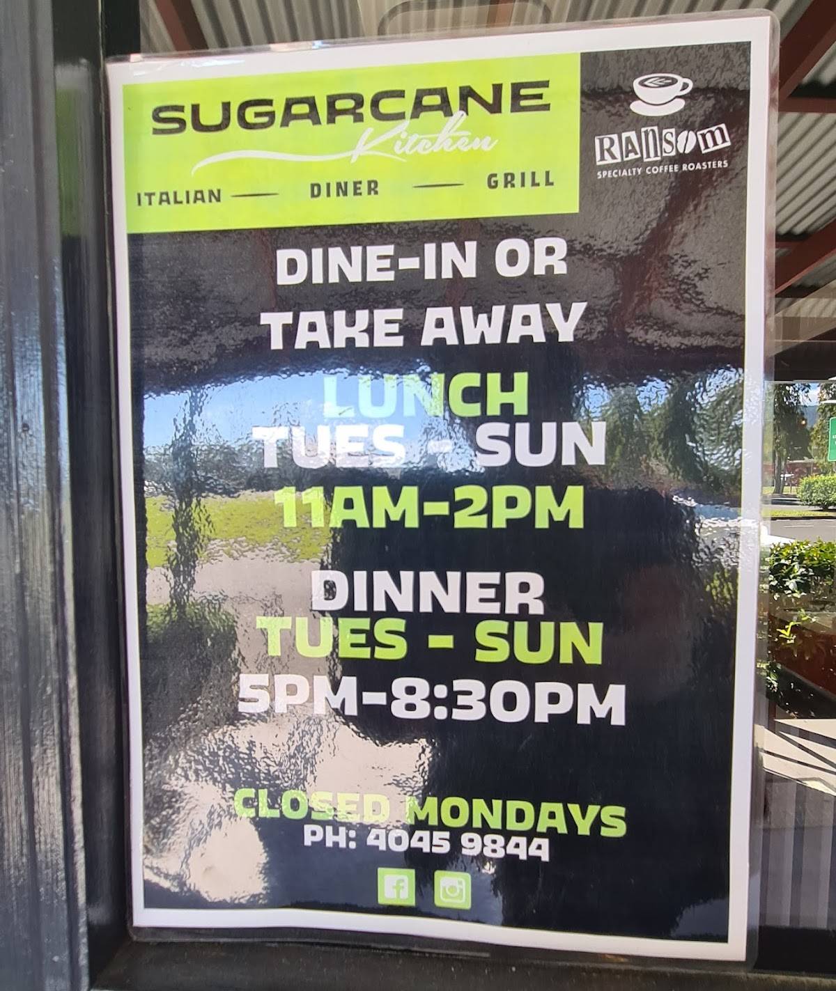 Menu at Sugarcane Kitchen restaurant, Edmonton