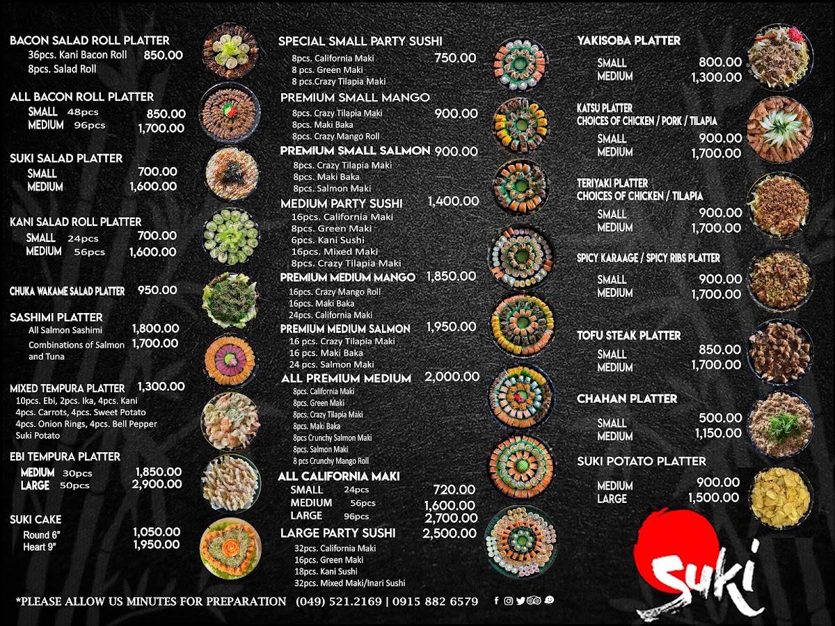 Menu at Suki Restaurant, San Pablo City