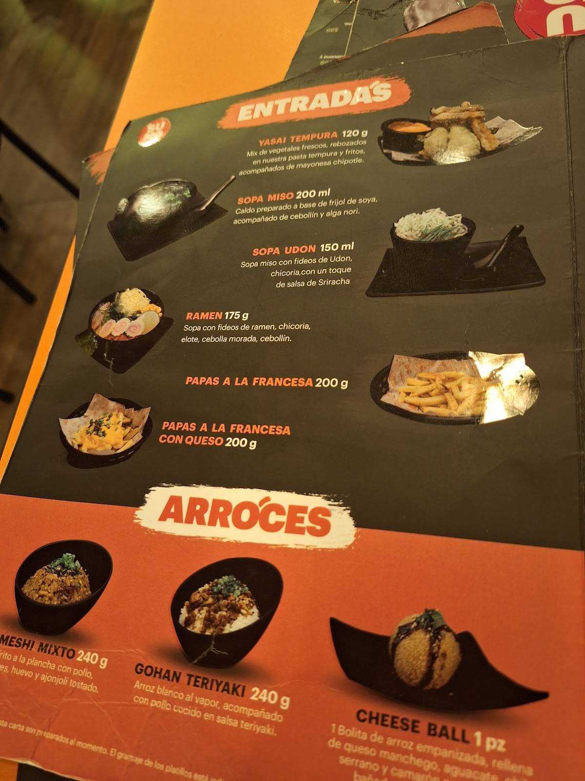 Menu at Sumo Encuentro Fortuna restaurant, Mexico