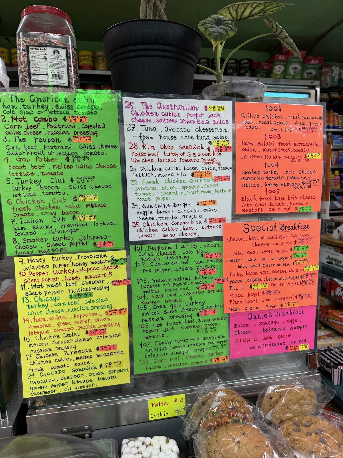 Menu at Sunny & Annie's Deli restaurant, New York City