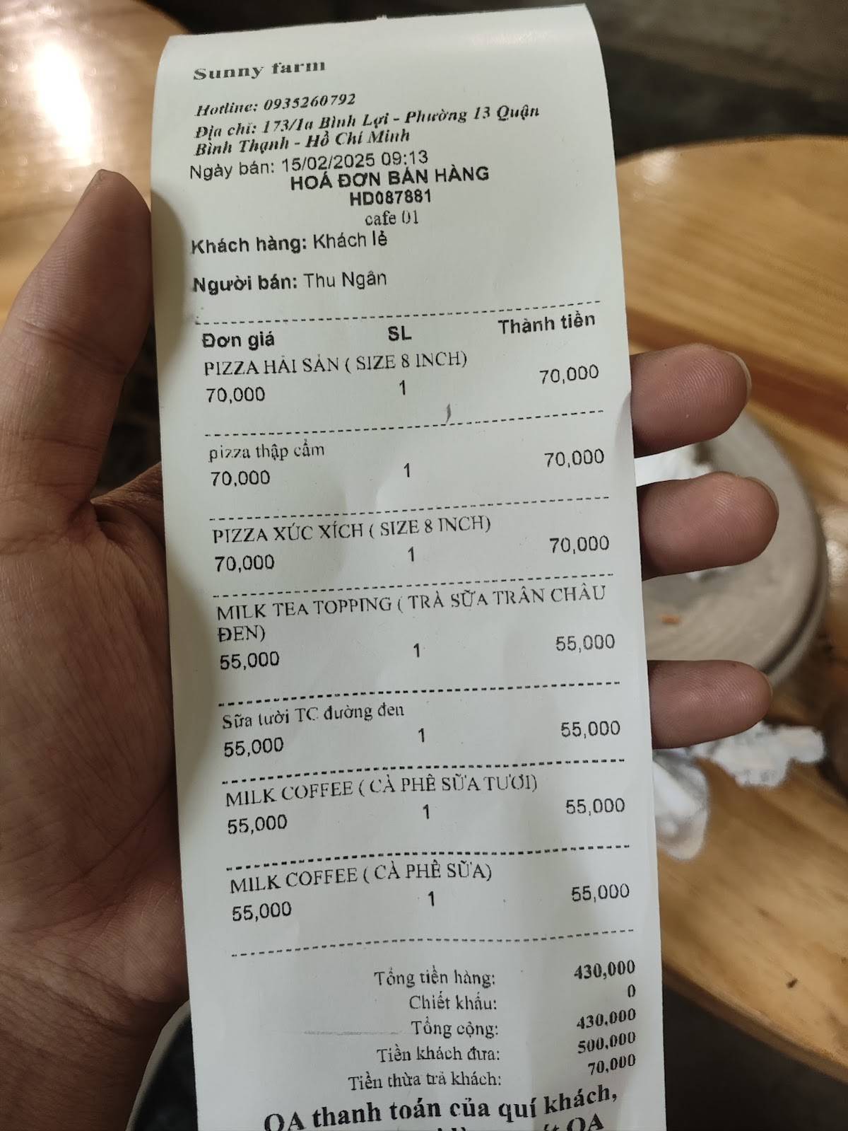Menu at Sunny farm Coffee and BBQ, Ho Chi Minh City