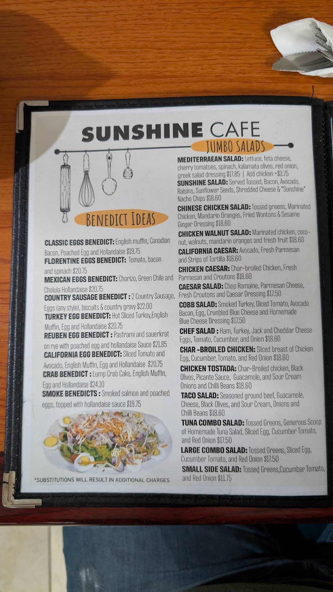 Menu at Sunshine Cafe, Cathedral City, Cathedral Canyon Dr