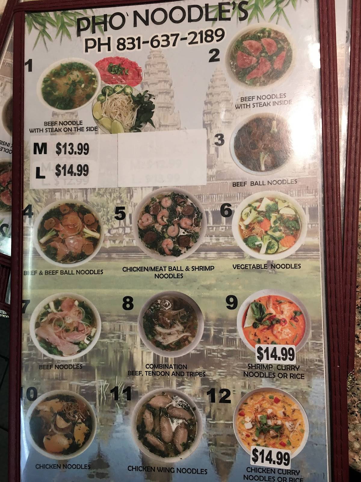 Menu at Super Noodles restaurant, Hollister, 195 Meridian St