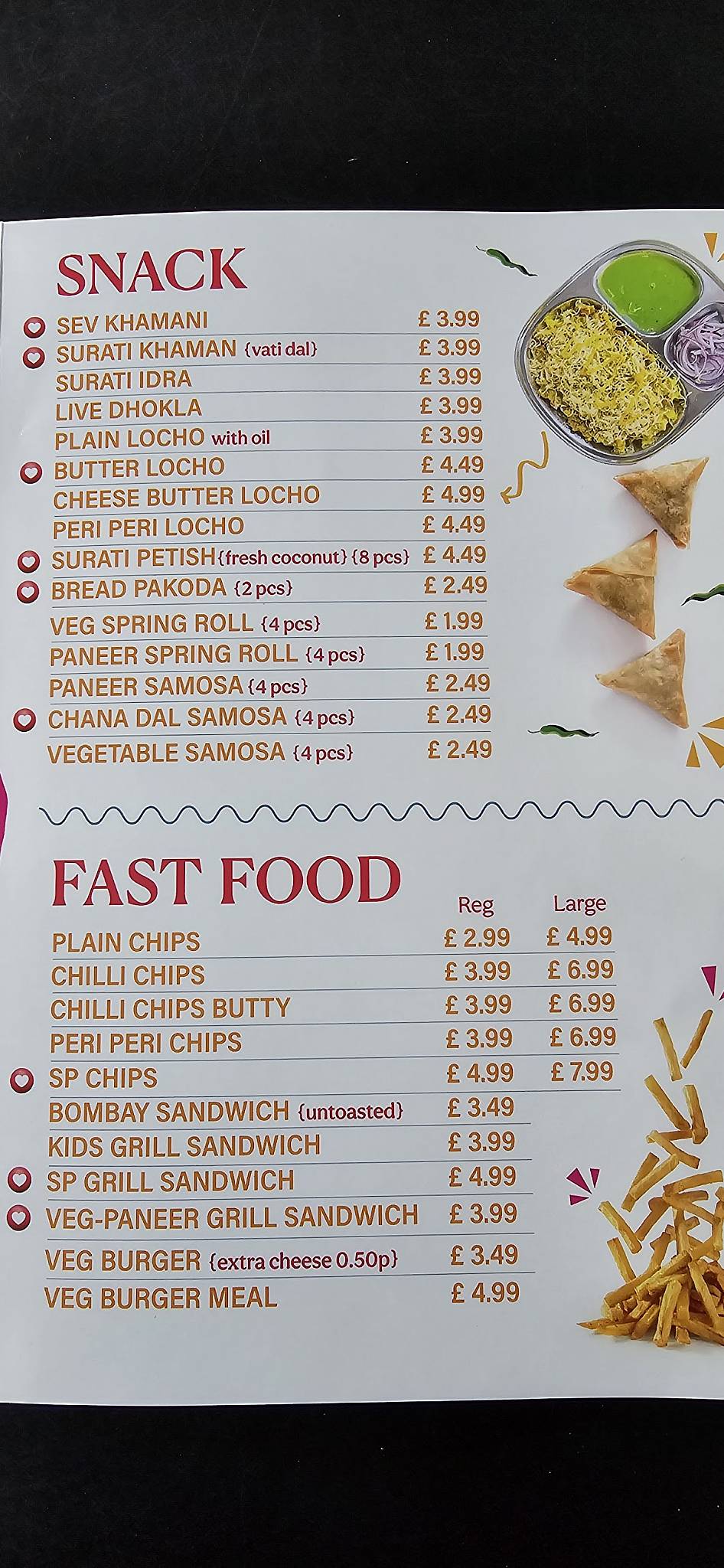 Menu at Suratwala Food Corner restaurant, Leicester