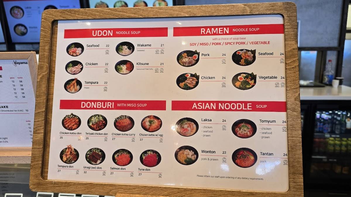 Menu at Sushi Bar Hayama, Auckland, International Terminal 1st Floor ...