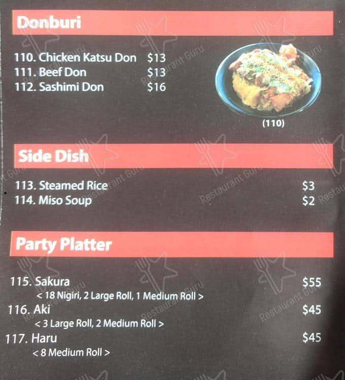 Menu at Sushi Shou Jindalee restaurant, Jindalee