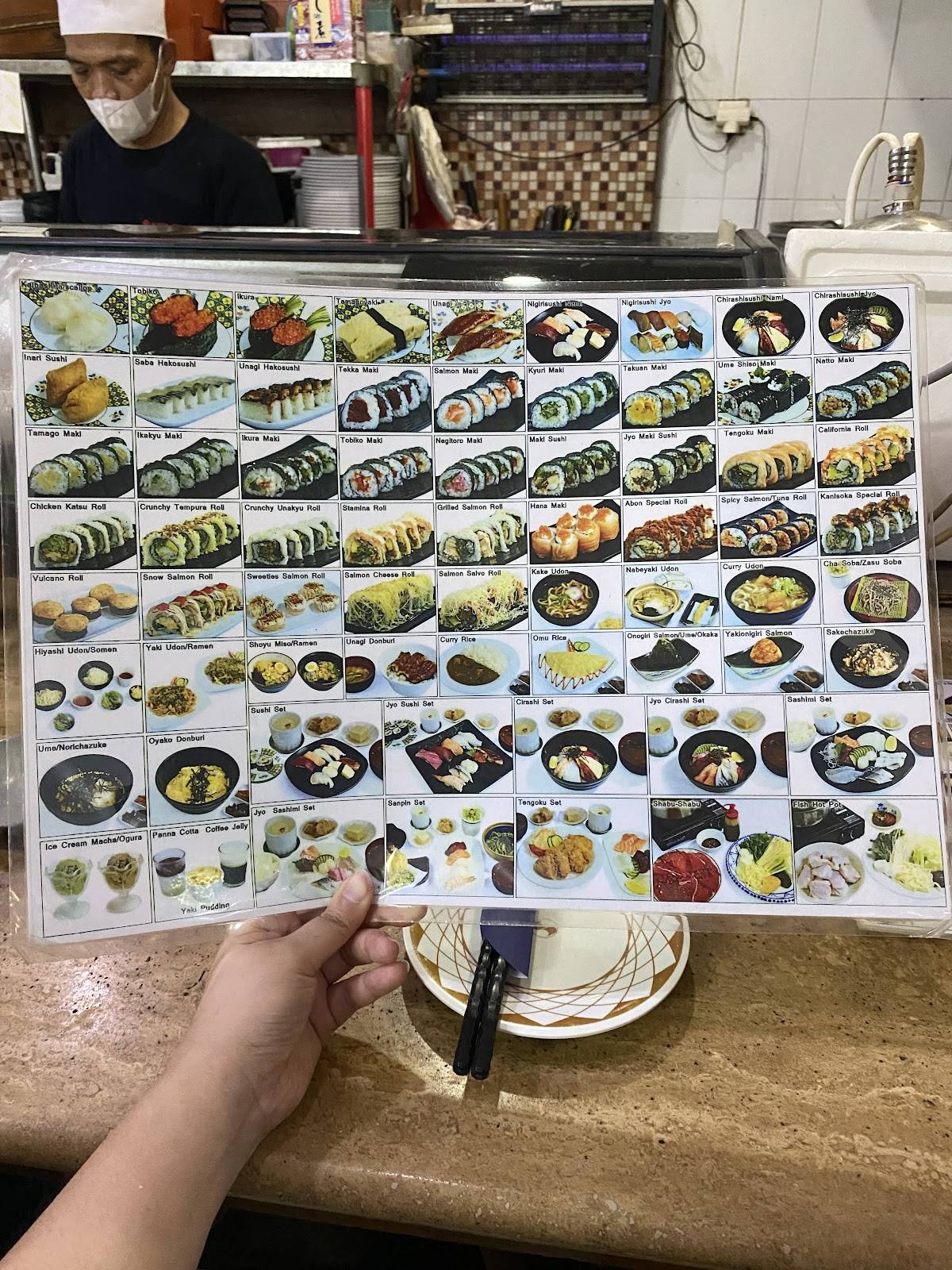 Menu at Sushi Tengoku restaurant, Jakarta, Jl. Radio Dalam Raya No.11 B 5