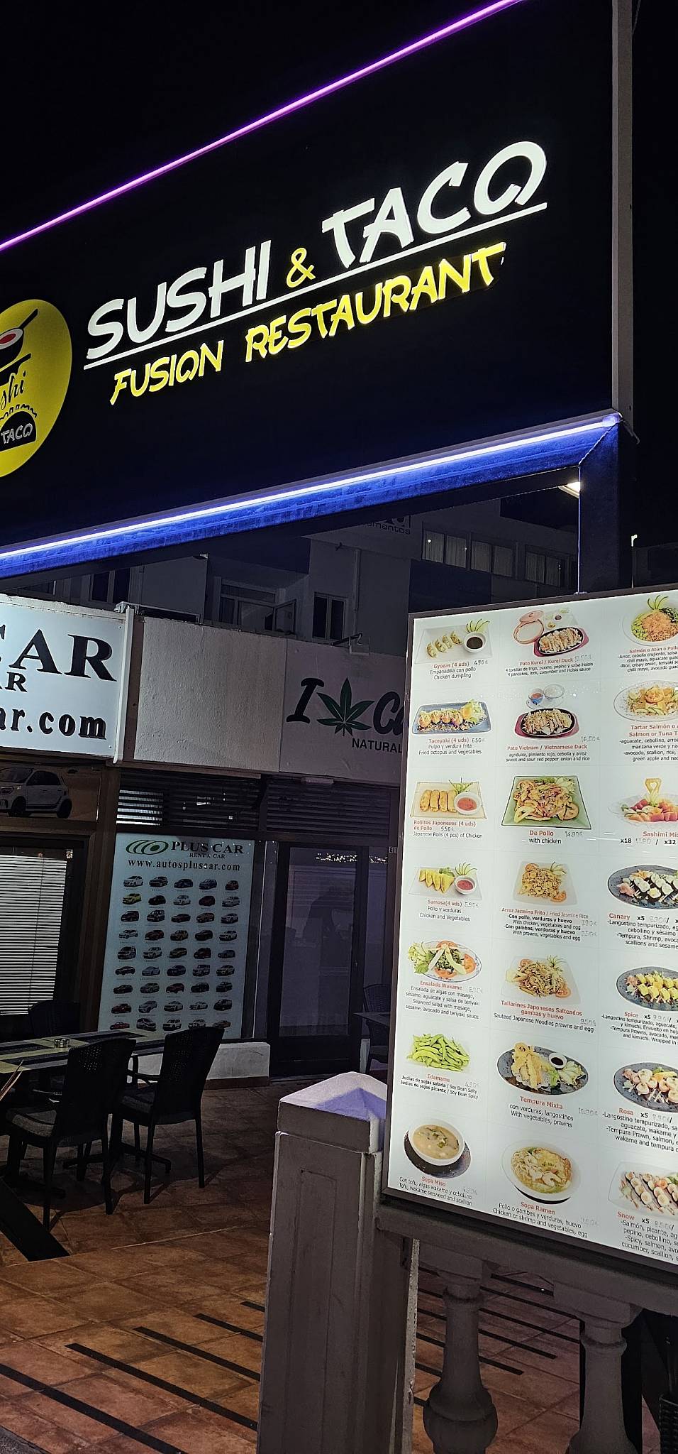 Menu at Sushi&Taco restaurant, Puerto Rico de Gran Canaria