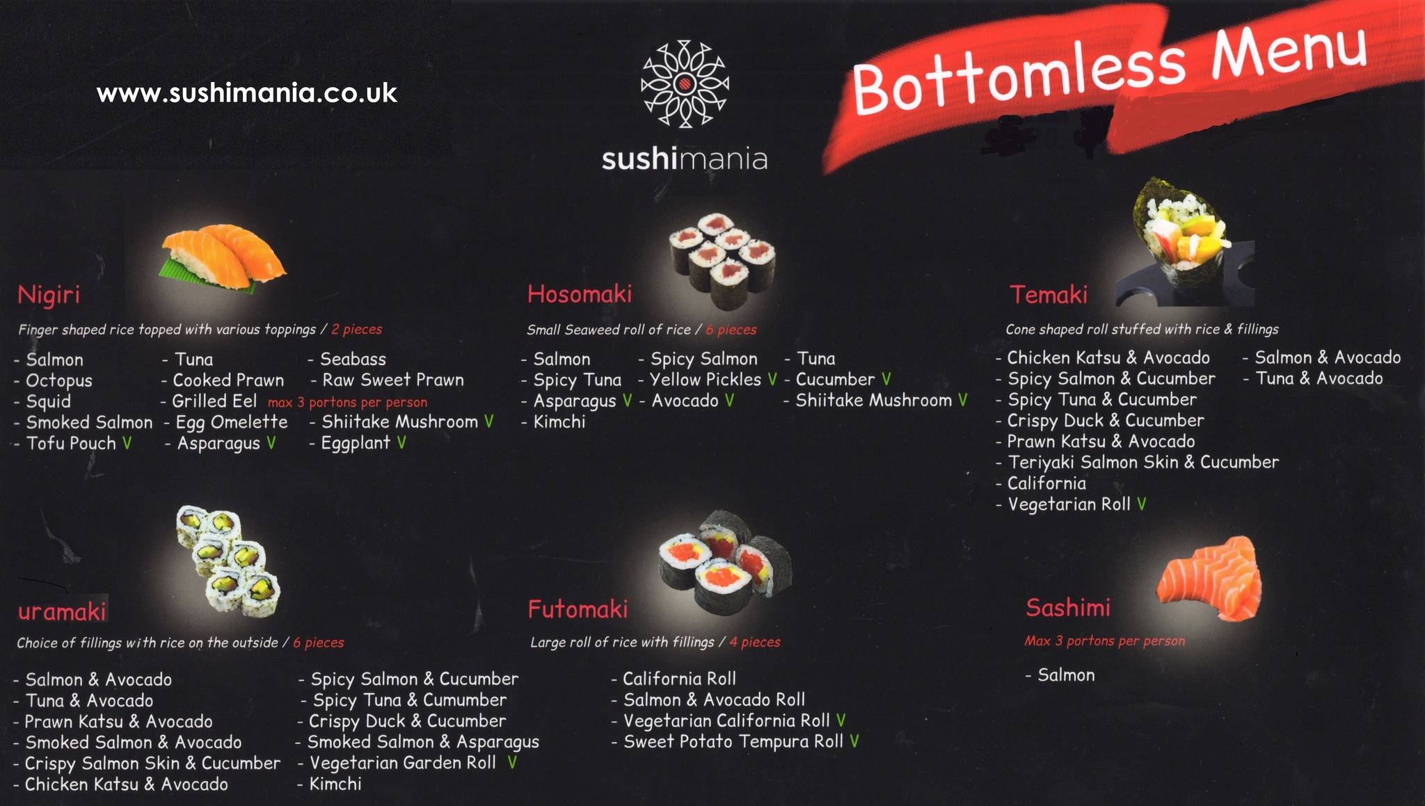 Menu at Sushimania Edgware restaurant, Edgware, 210 Station Rd