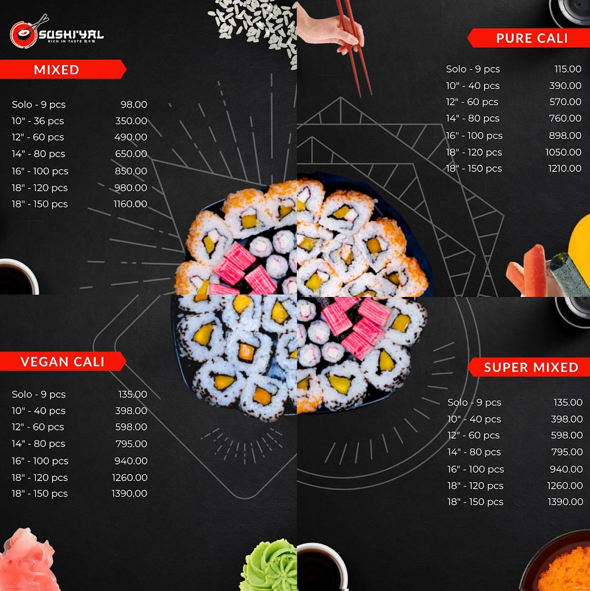 Menu at Sushi'yal Makati restaurant, Taguig