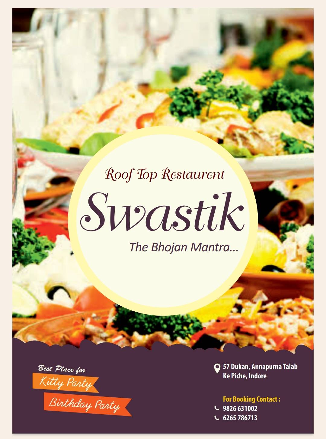 Menu at Swastik the bhojan mantra, Indore
