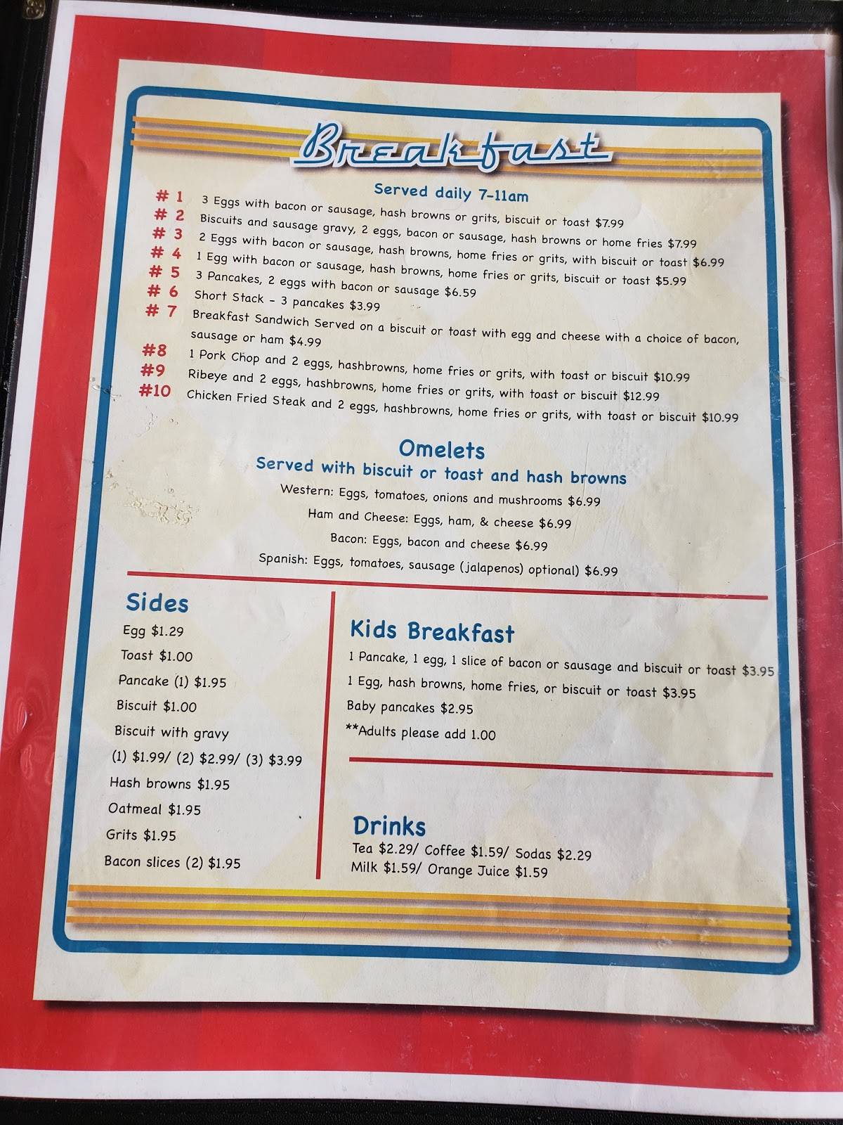 Menu at Sweet T's Diner restaurant, Freeport