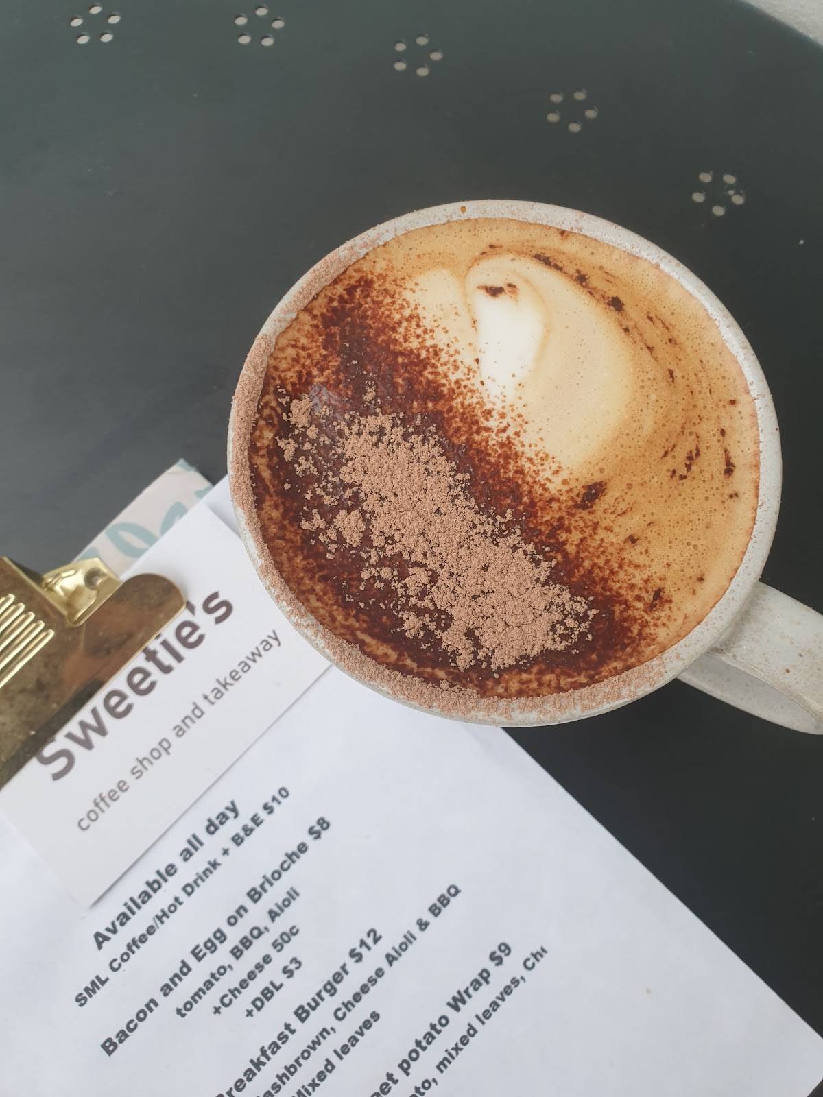 Menu at Sweetie's Coffee Shop and Takeaway, Karabar