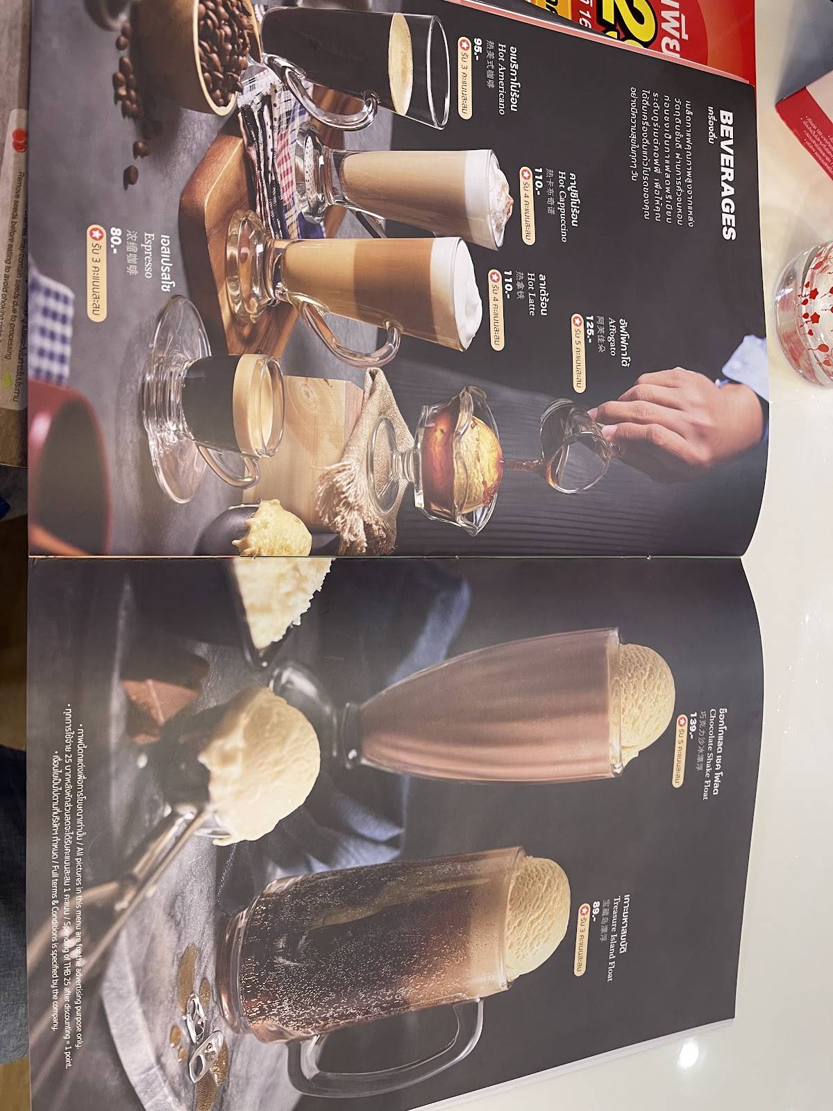 Menu at Swensen's Mixt Chatuchak restaurant, Bangkok