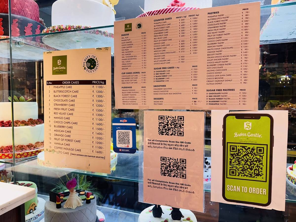 Menu at Swiss Castle Bakery, Kokapet, Hyderabad