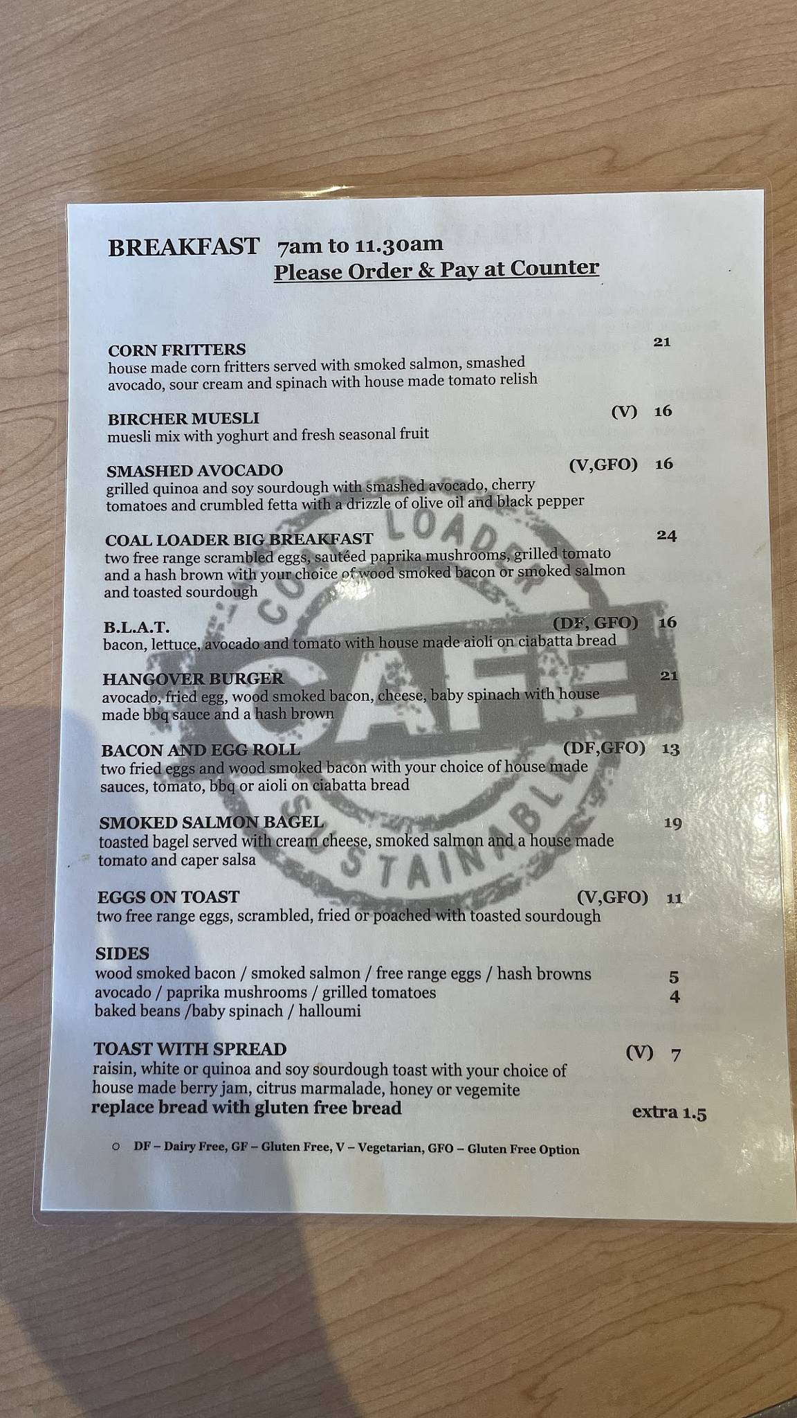Menu at From Silvia @ The Coal Loader Cafe, Waverton
