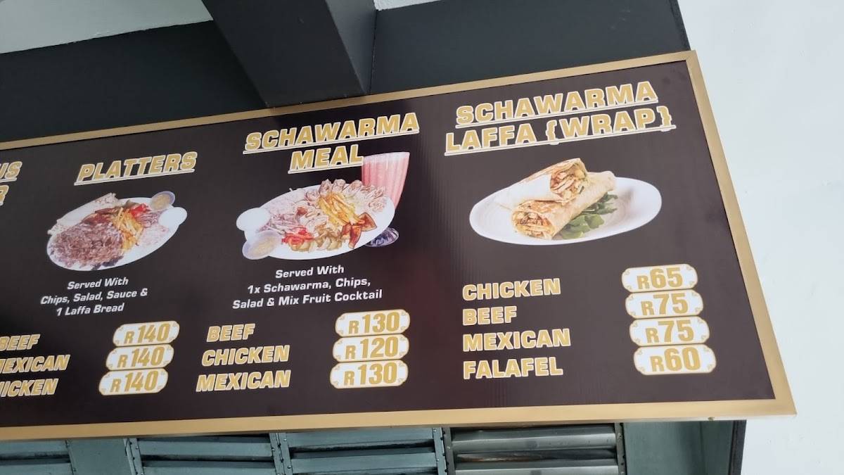 Menu at Syrian rose expresso restaurant, Randburg
