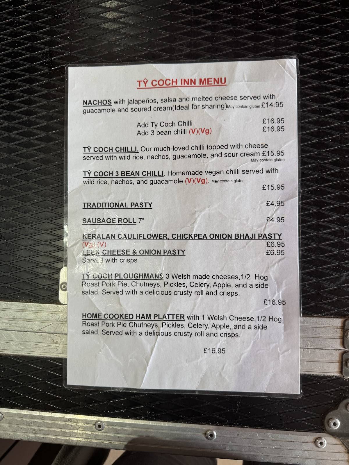 Menu at Tŷ Coch Inn pub & bar, Morfa Nefyn