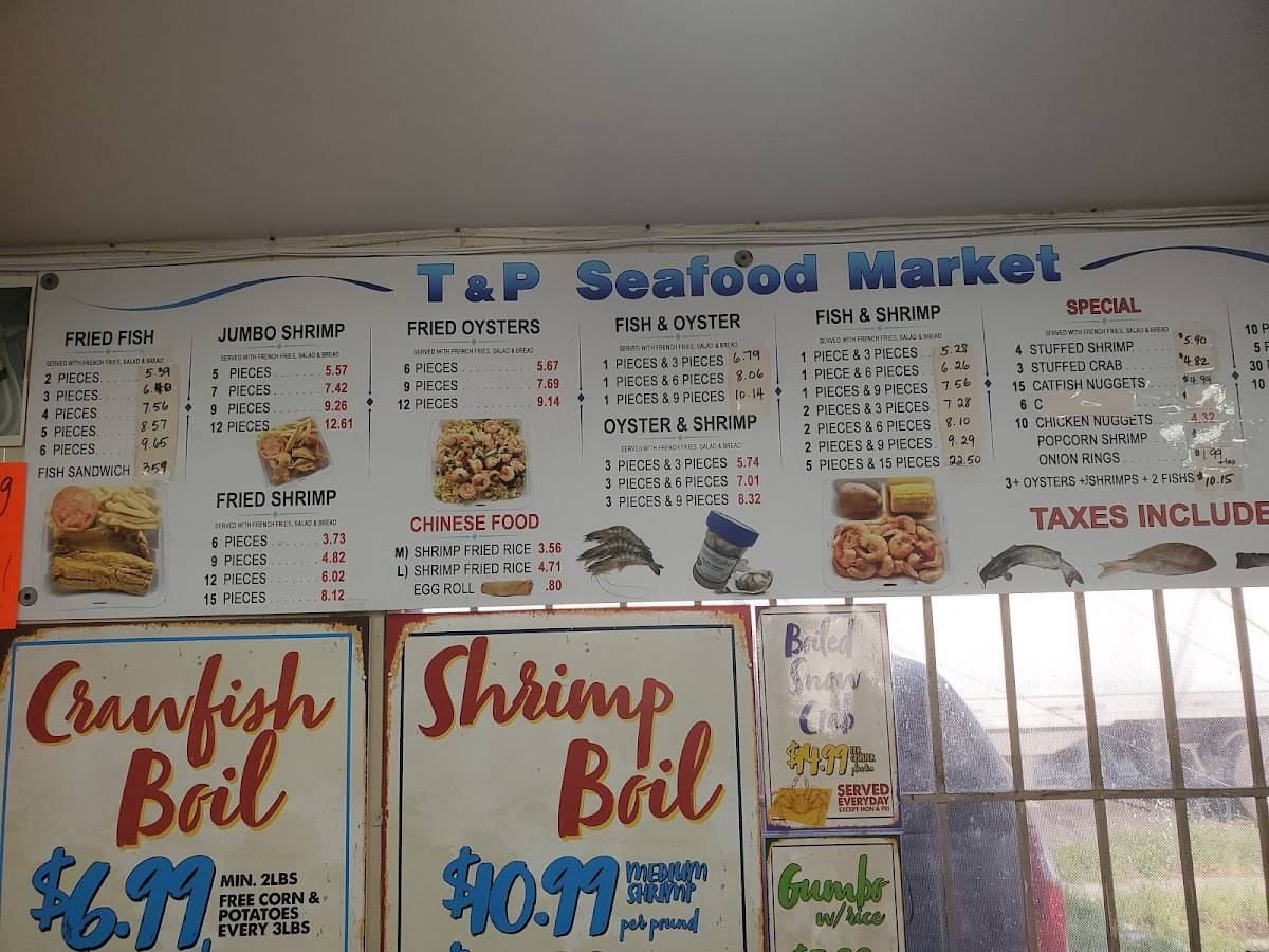Menu at T.P. Seafood restaurant, Houston