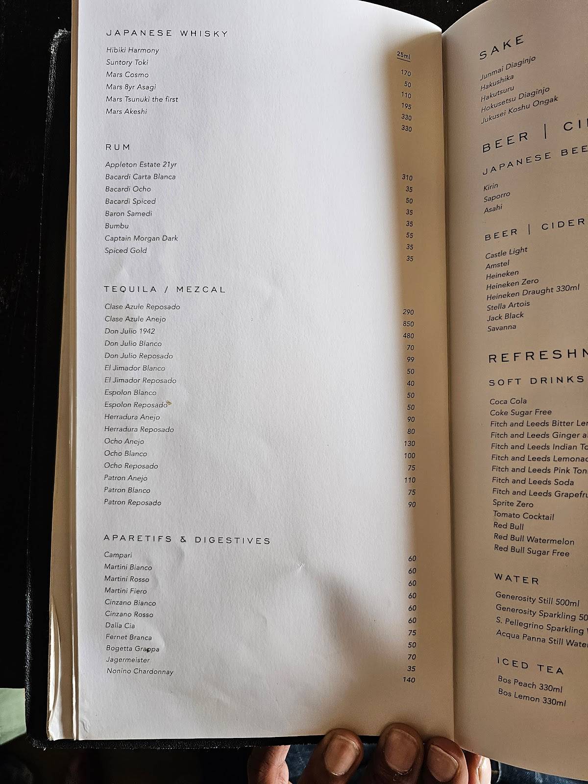 Menu at TANG Asian Luxury Restaurant & Bar, Sandton