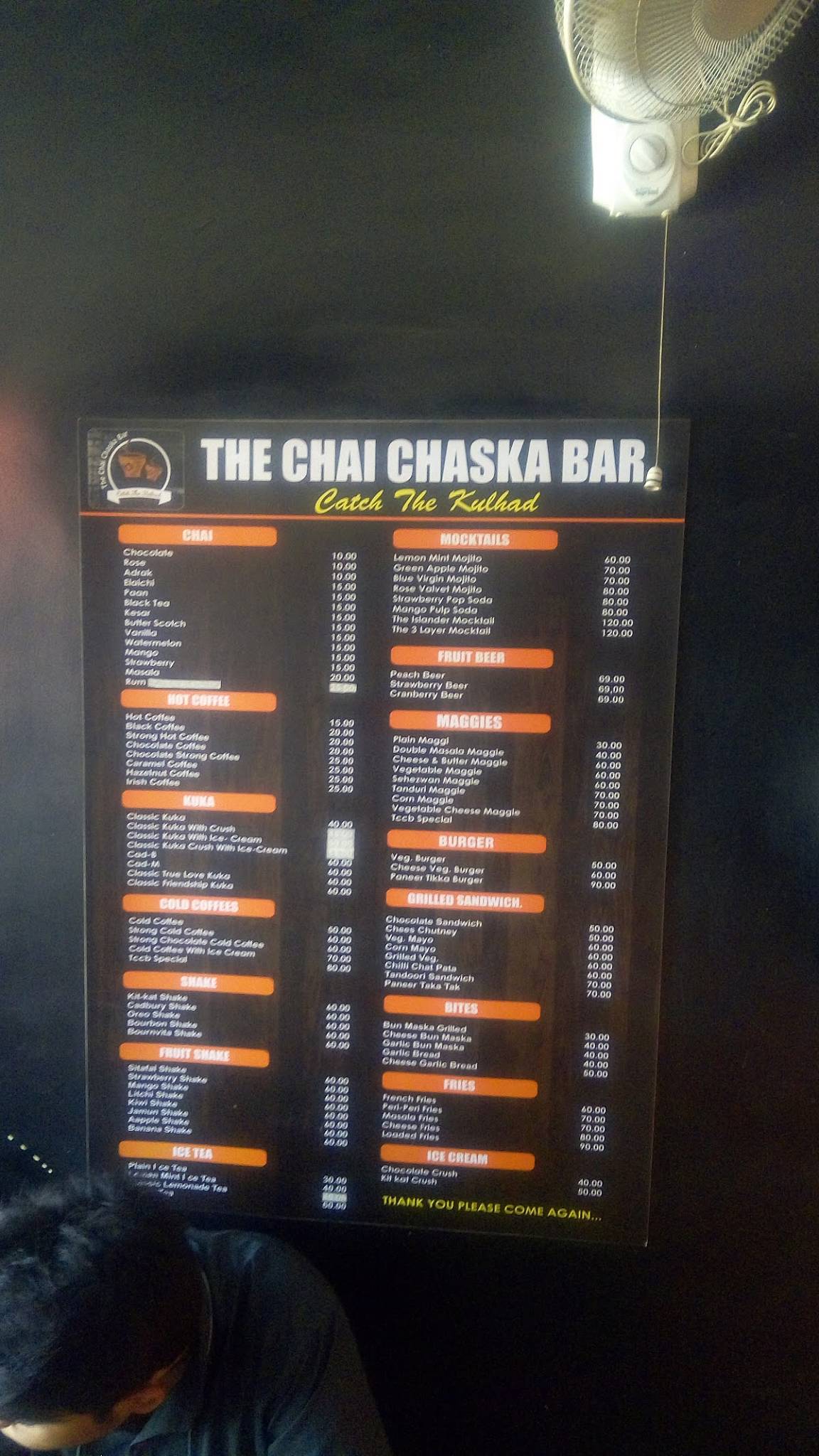 Menu at THE CHAI CHASKA BAR, Pune
