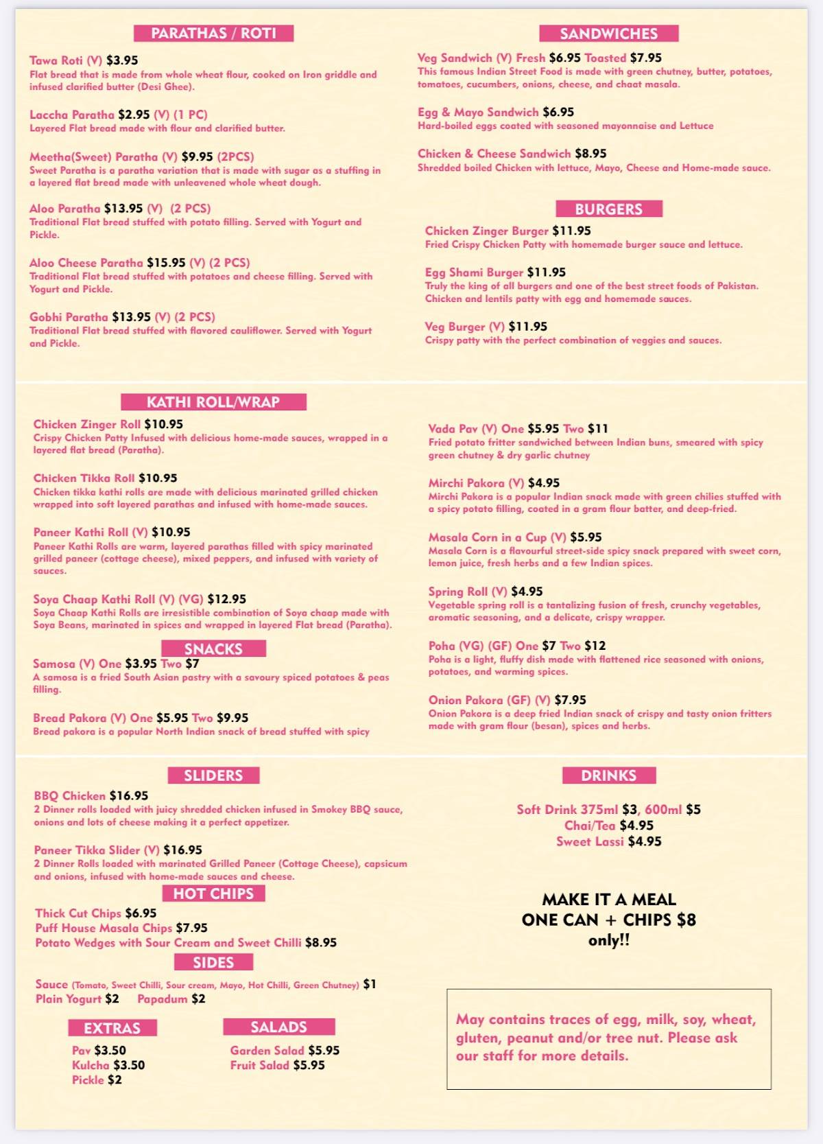 Menu at THE PUFF HOUSE restaurant, Broadmeadow
