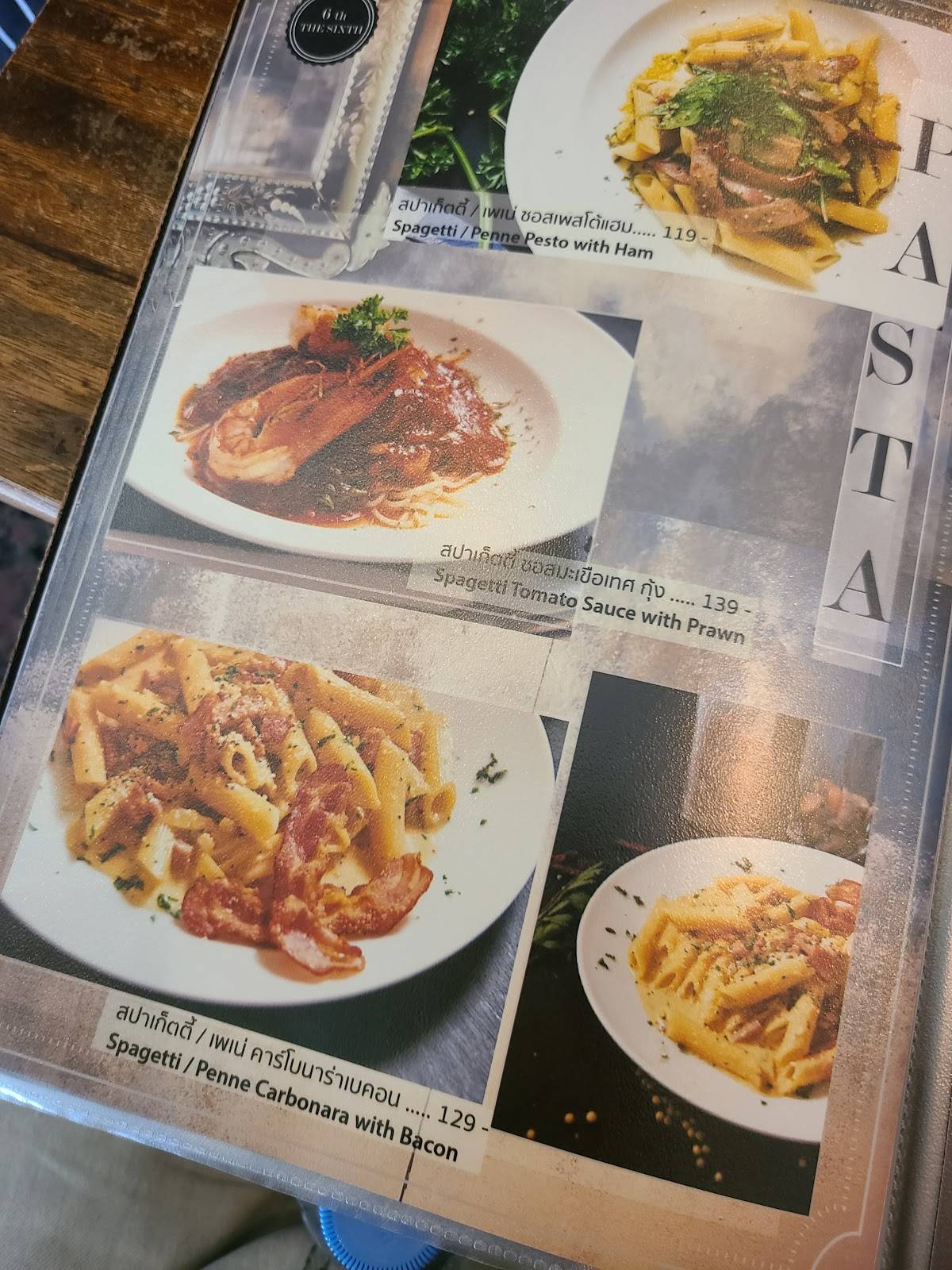 Menu at THE SIXTH 6th restaurant, Bangkok