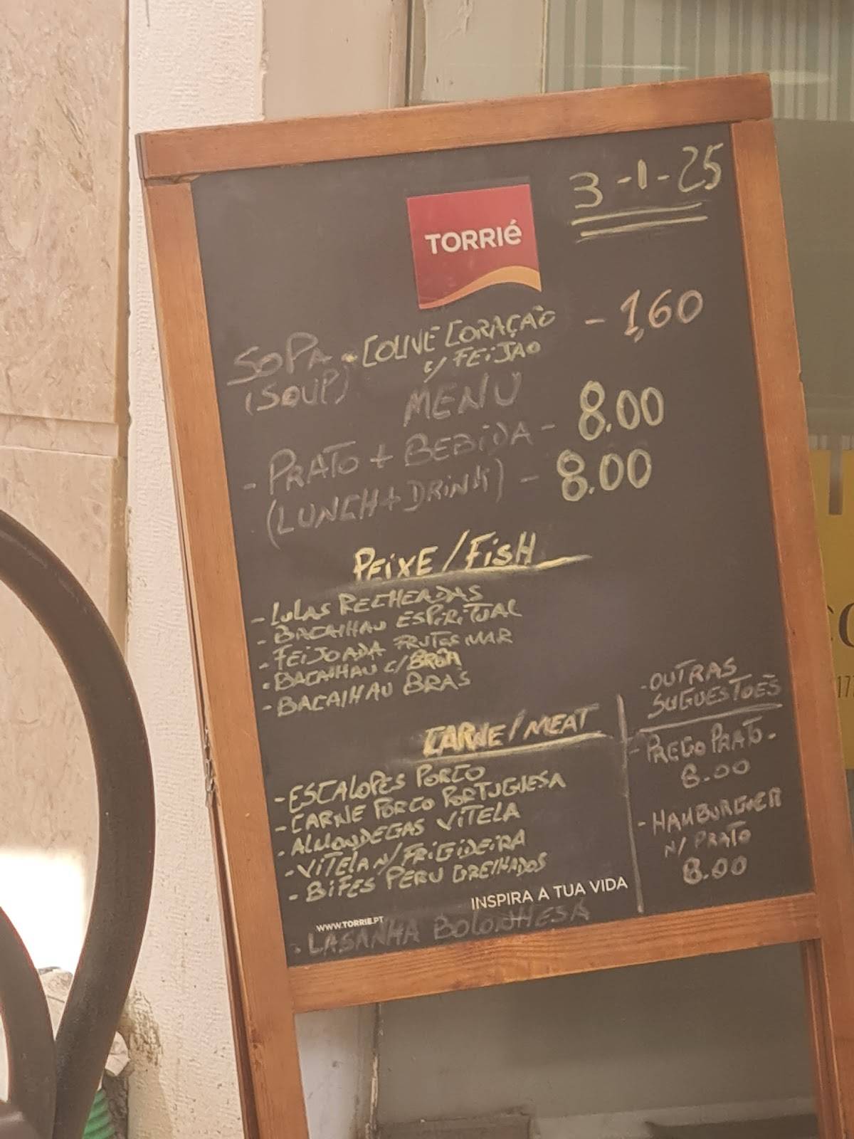Menu at Torre restaurant, Lisbon