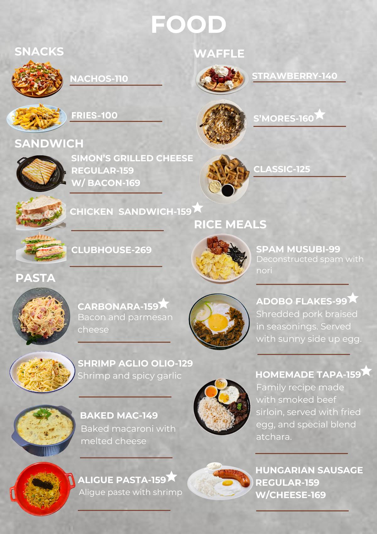 Menu at TR3S CAFÉ, Antipolo