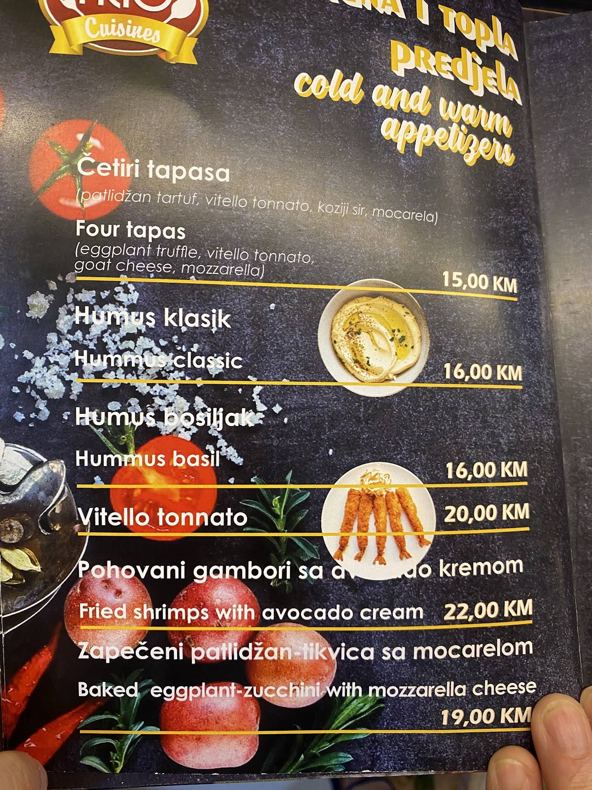 Menu au TRIO CUISINES RESTAURANT SARAJEVO, Sarajevo