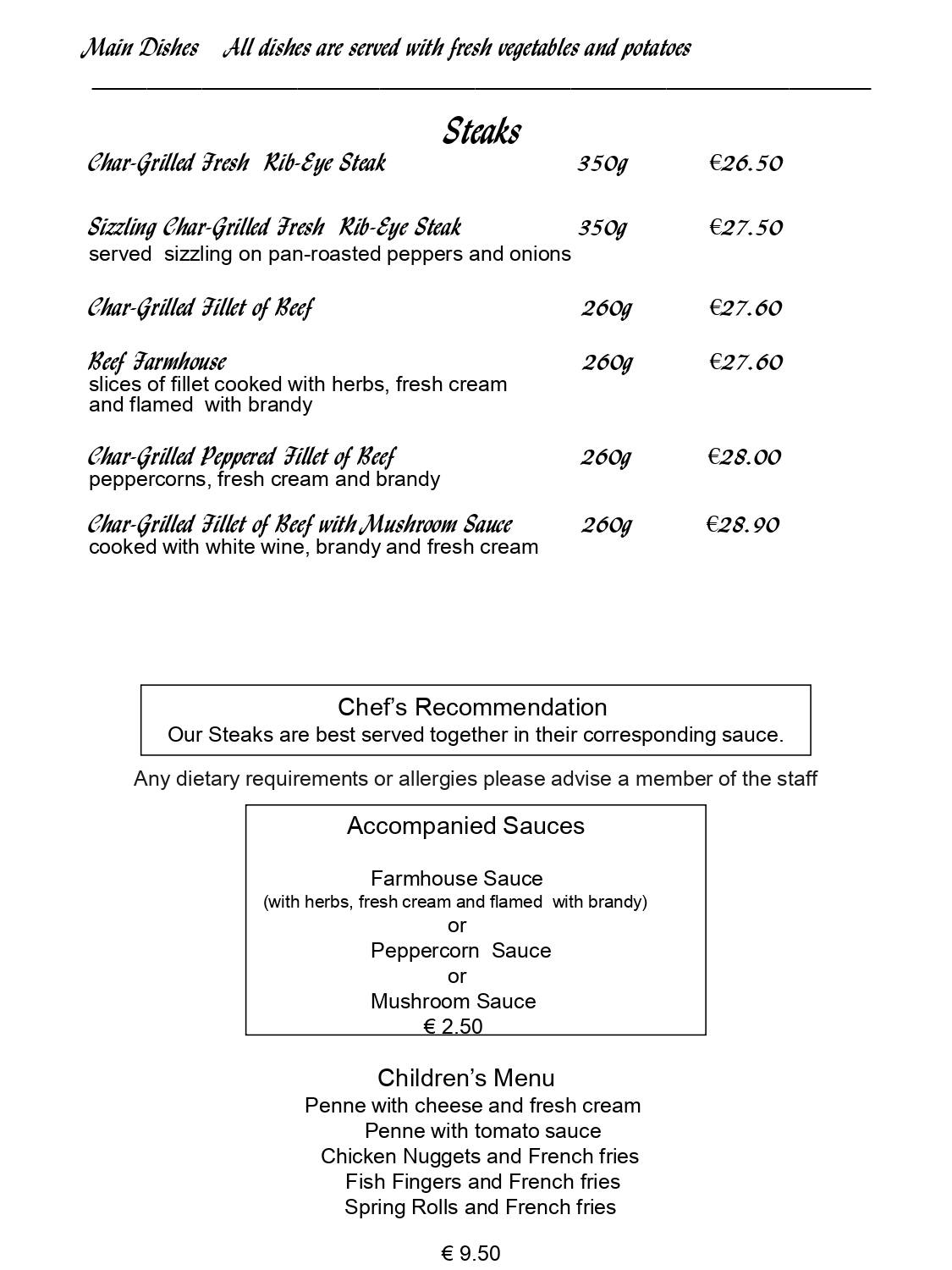 Menu at Ta' Cassia Salina Restaurant, Naxxar