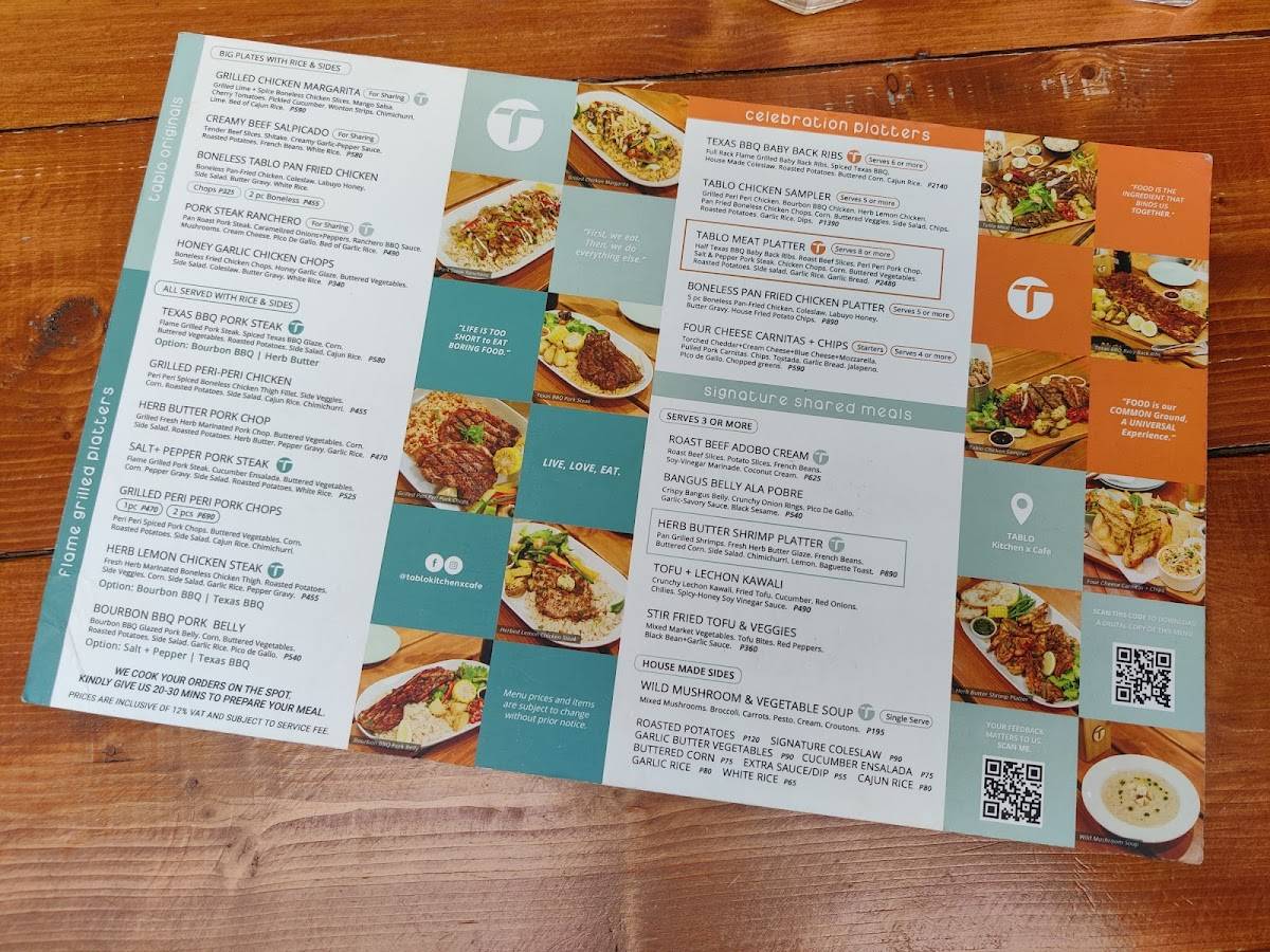 Menu at Tablo Kitchen x Cafe Timog QC, Quezon City