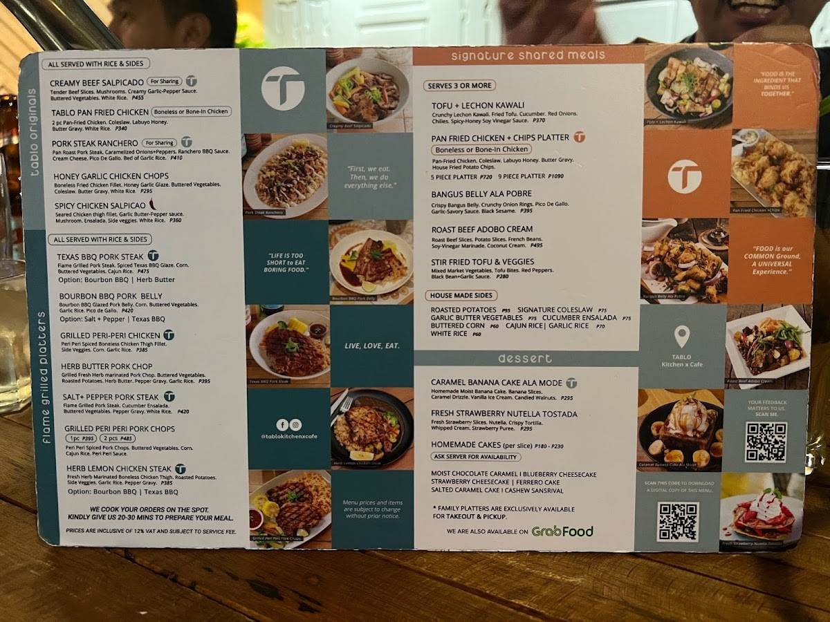 Menu at Tablo Kitchen x Cafe Timog QC, Quezon City