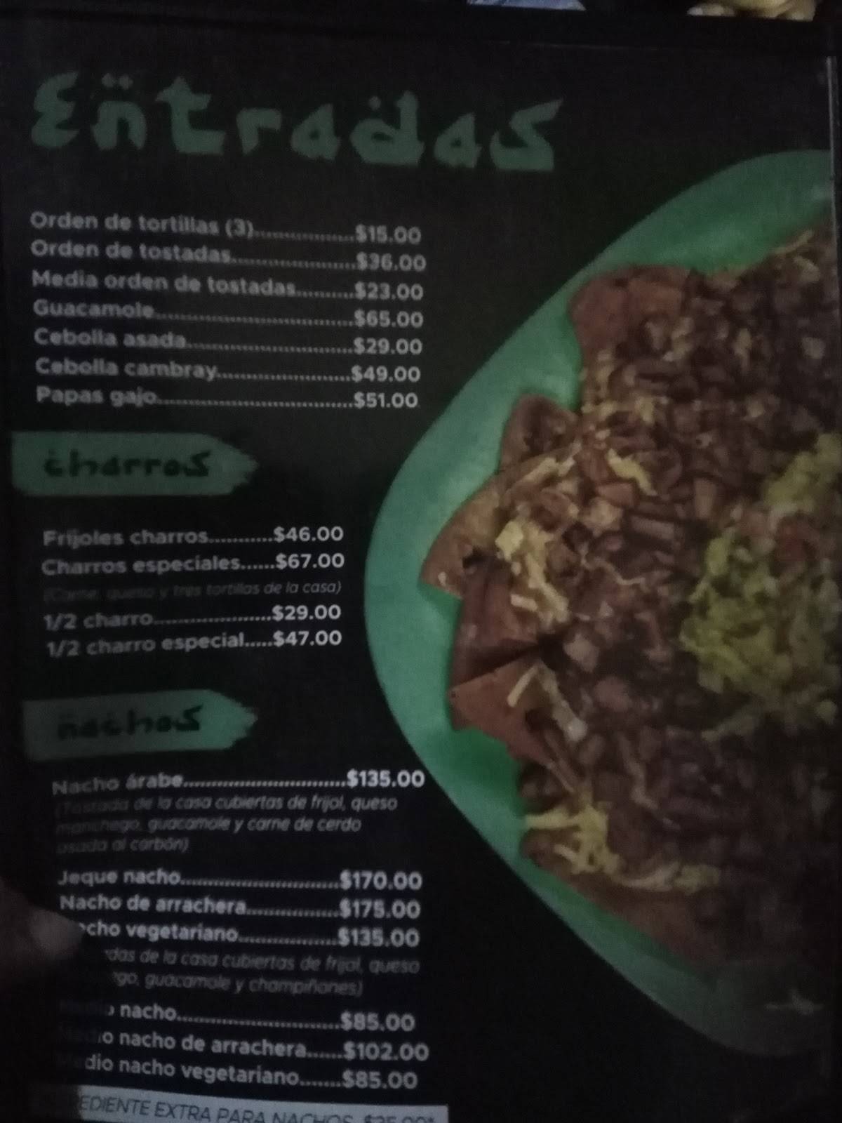 Carta del restaurante Taco Árabe, Merida