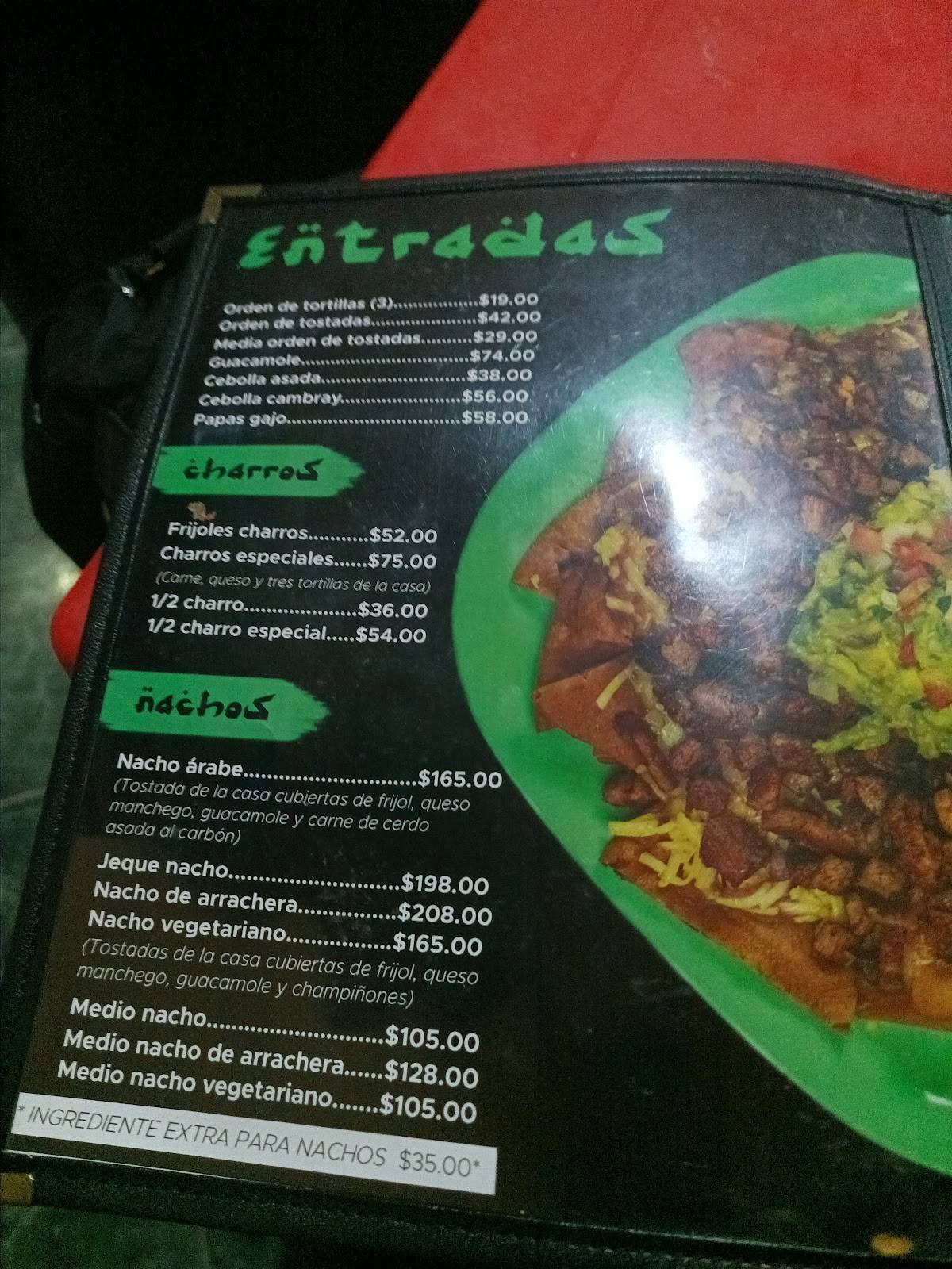 Carta del restaurante Taco Árabe, Merida