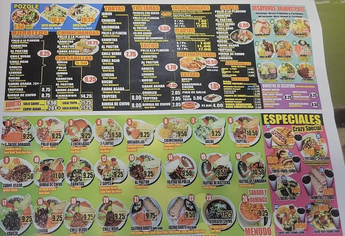 Menu at Taco Samich restaurant, Phoenix, W Van Buren St