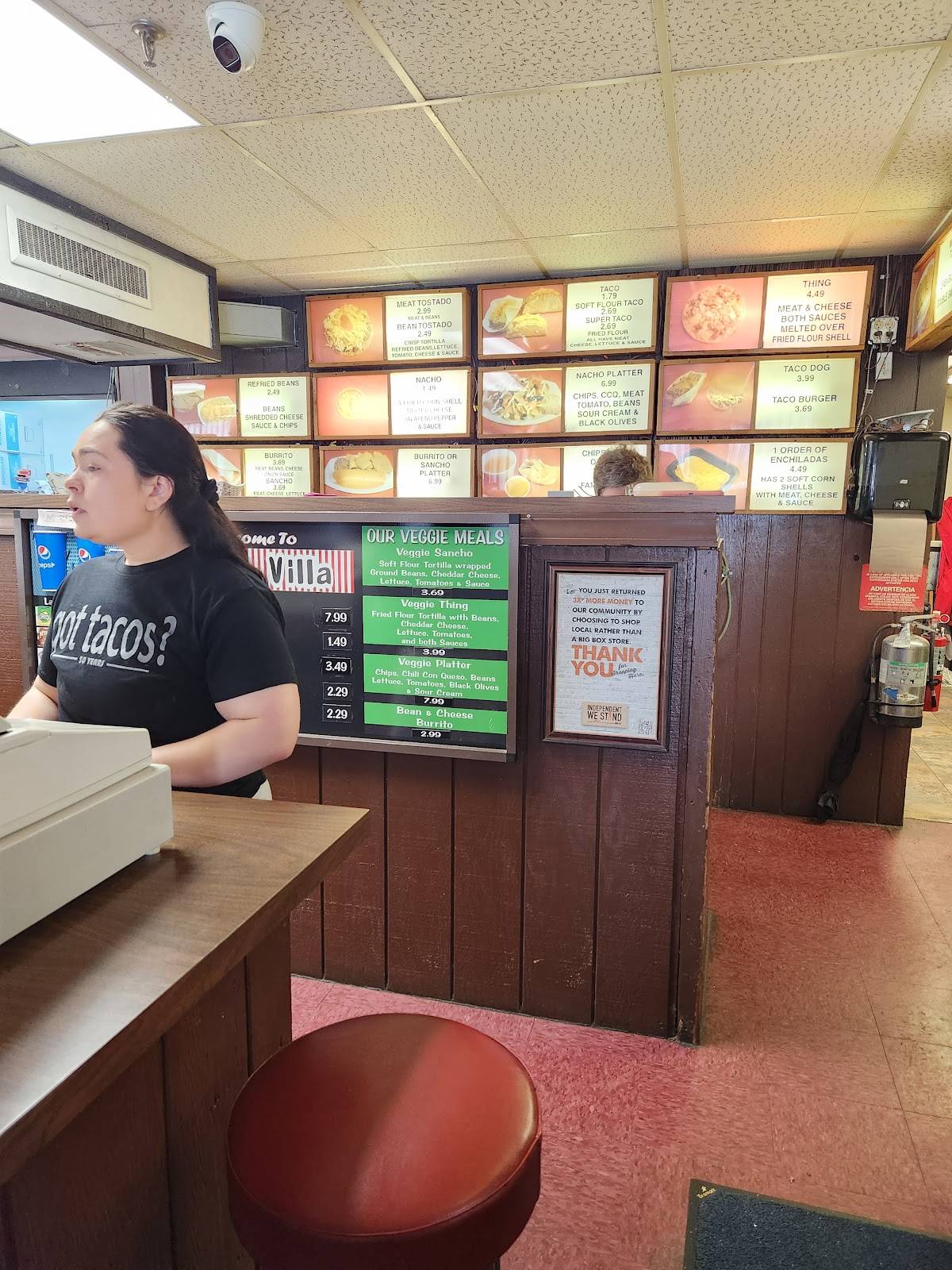 Menu at Taco Villa restaurant, Topeka