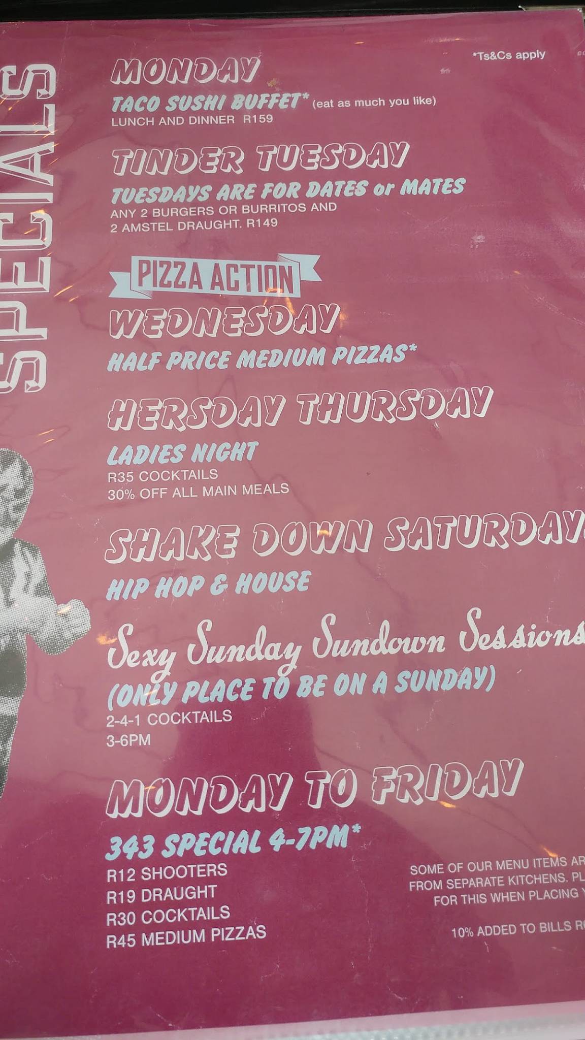 Menu at Taco Zulu restaurant, Durban, 4320 Lighthouse Rd
