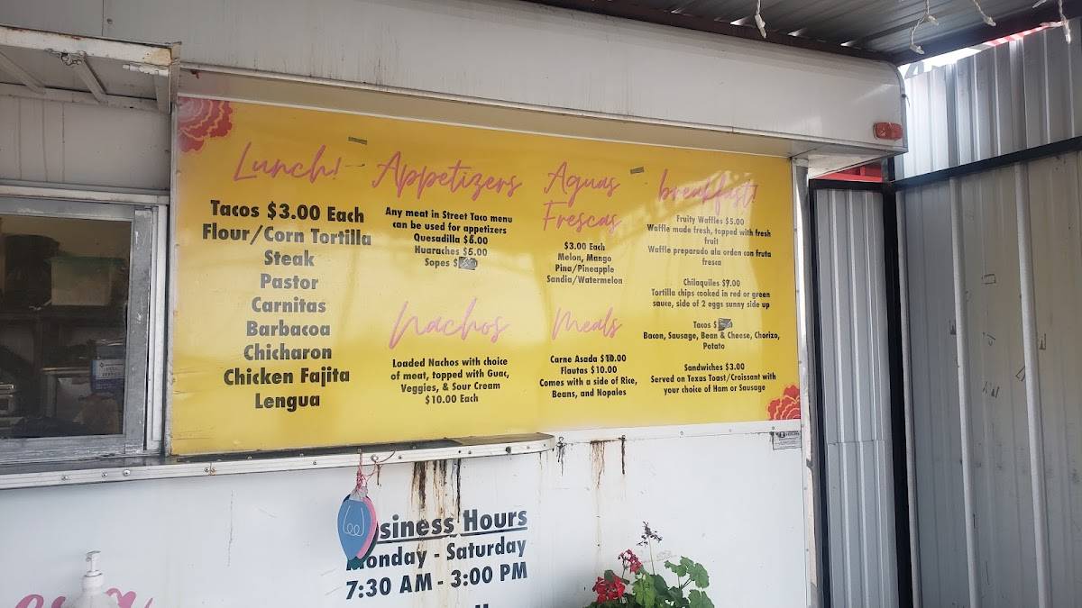 Menu at Tacos La Guera restaurant, Pflugerville